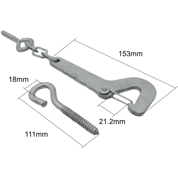 Field Gate Safety Hook And Eye - 150mm - Hot Dip Galvanised - tradefit