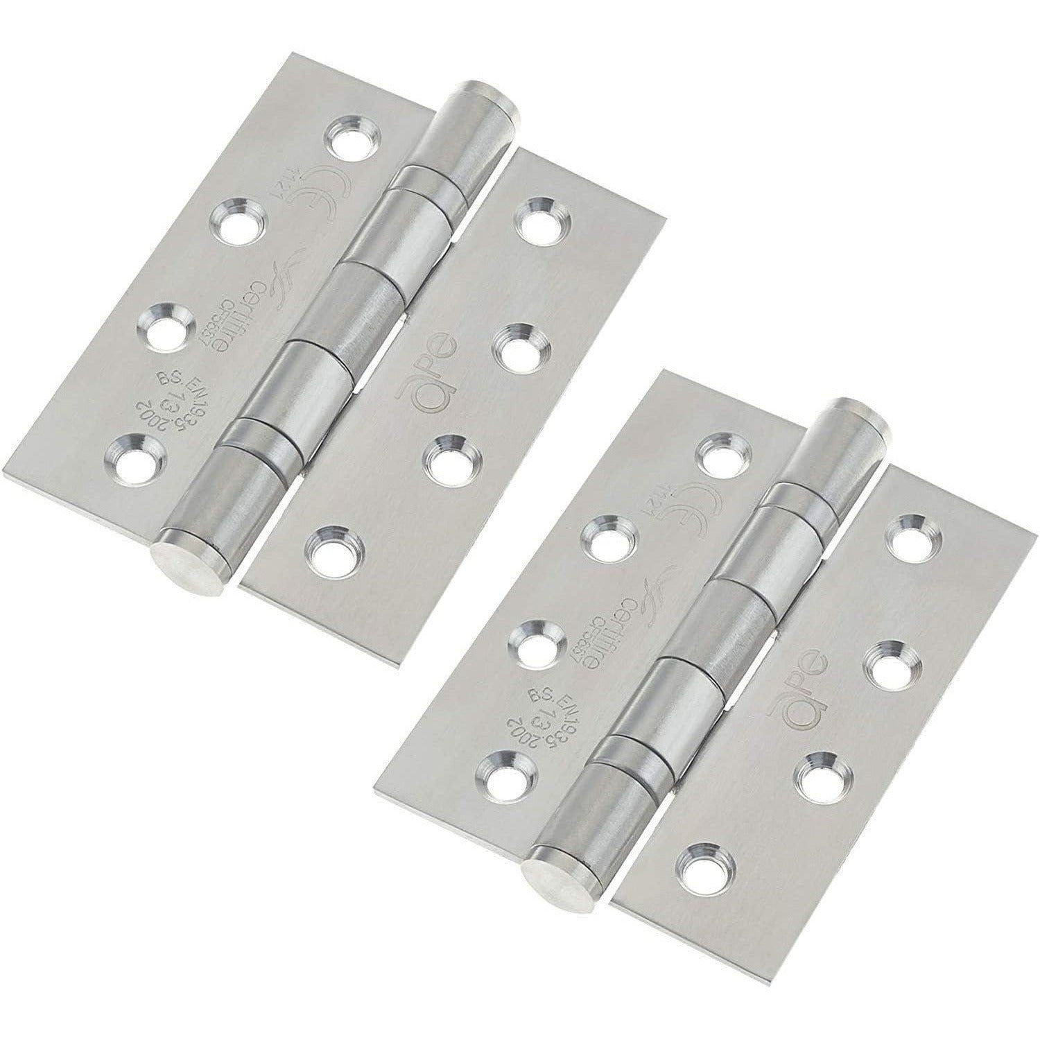 Satin Stainless Fire Door Hinges - 4 Inch/102mm - Grade 13 Steel Ball ...
