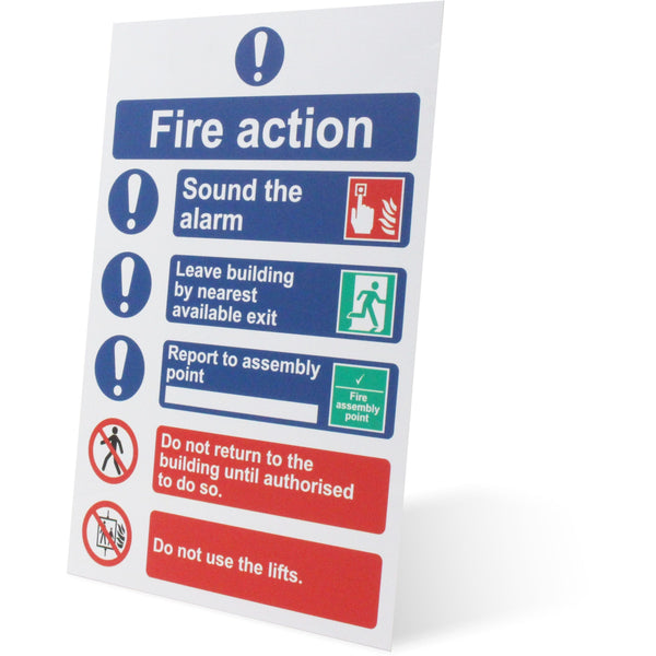 Fire Action Sign 300x200mm Self Adh Semi Rigid PVC - tradefit - 6