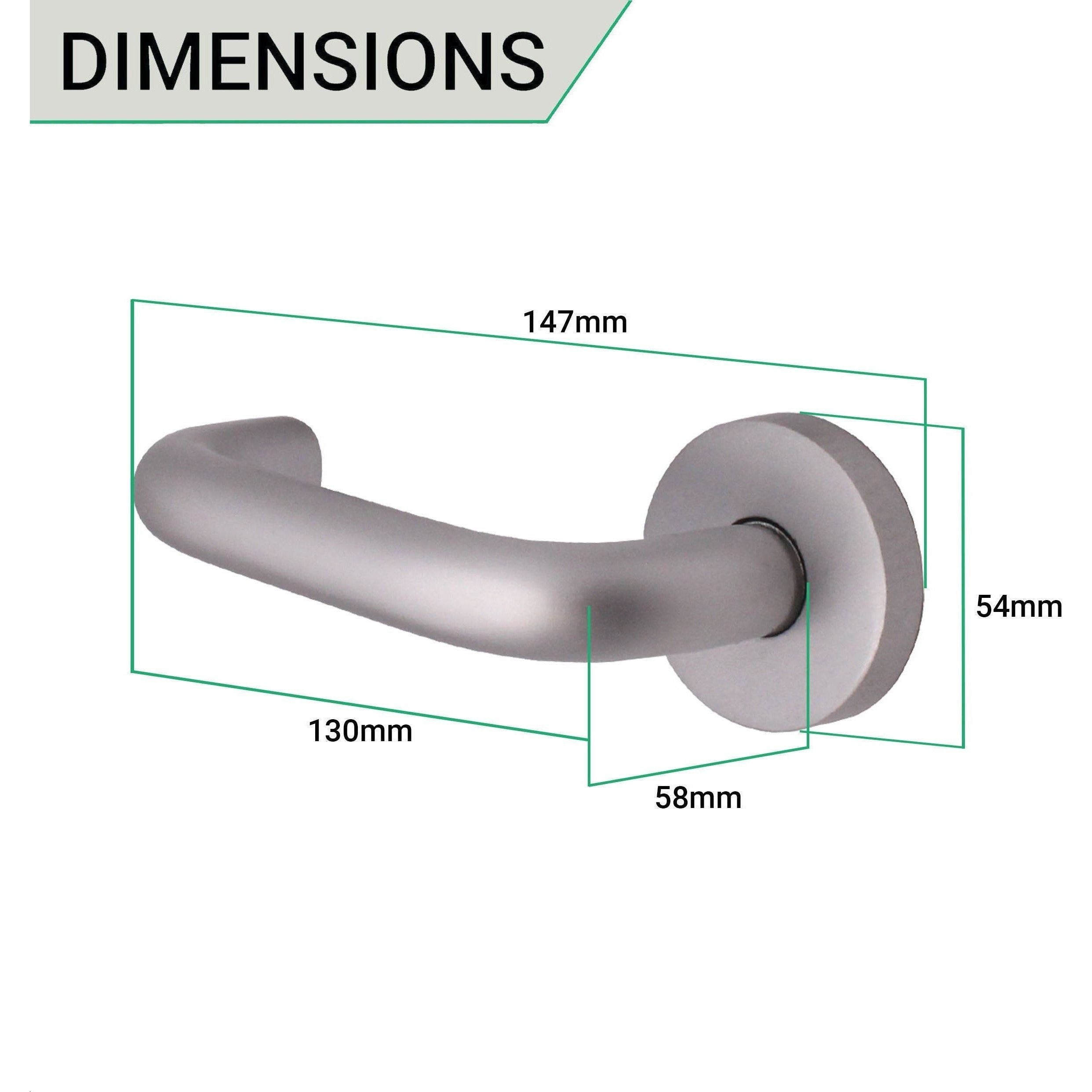 Return To Door Lever on Rose - 19 x 52mm - Satin Aluminium - 19mm 5 ...
