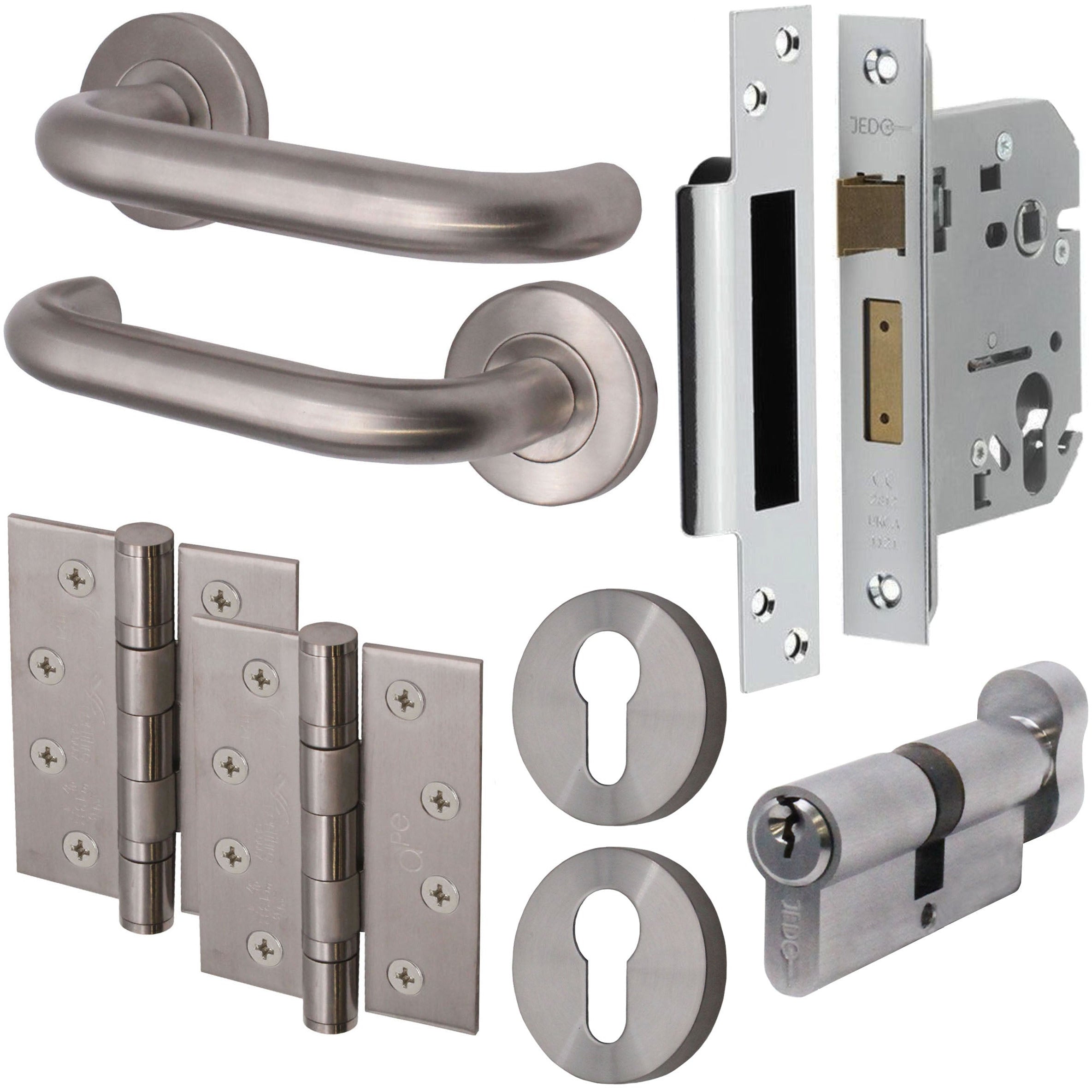 Return To Door Lever on Rose Handle Euro Cylinder Lock Kit - Satin ...