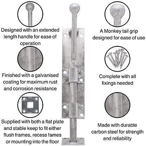 Monkey Tail Garage Drop Bolt & 2 Keep Types - 450mm 18 Inch ...