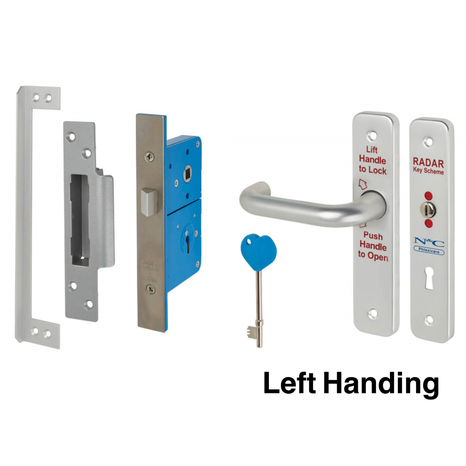 Genuine RADAR Disabled Toilet Lock Set - Left Hand - tradefit