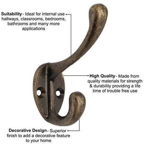 Hat Coat & Robe Hook - Antique Brass - Pack of 4 - tradefit