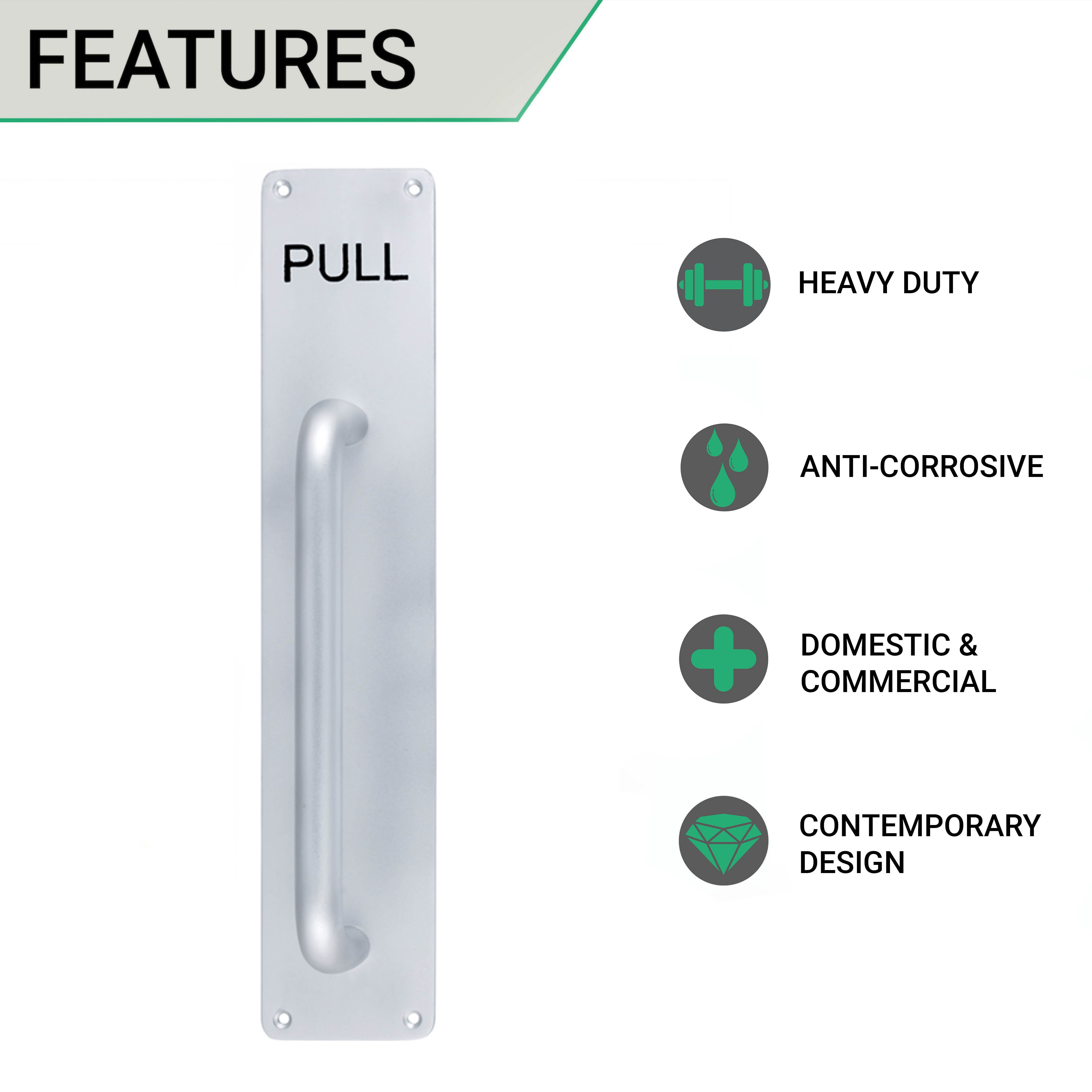 Pull Handle On PULL Engraved Plate 300x19mm Pull on 375x75x3mm Plate ...