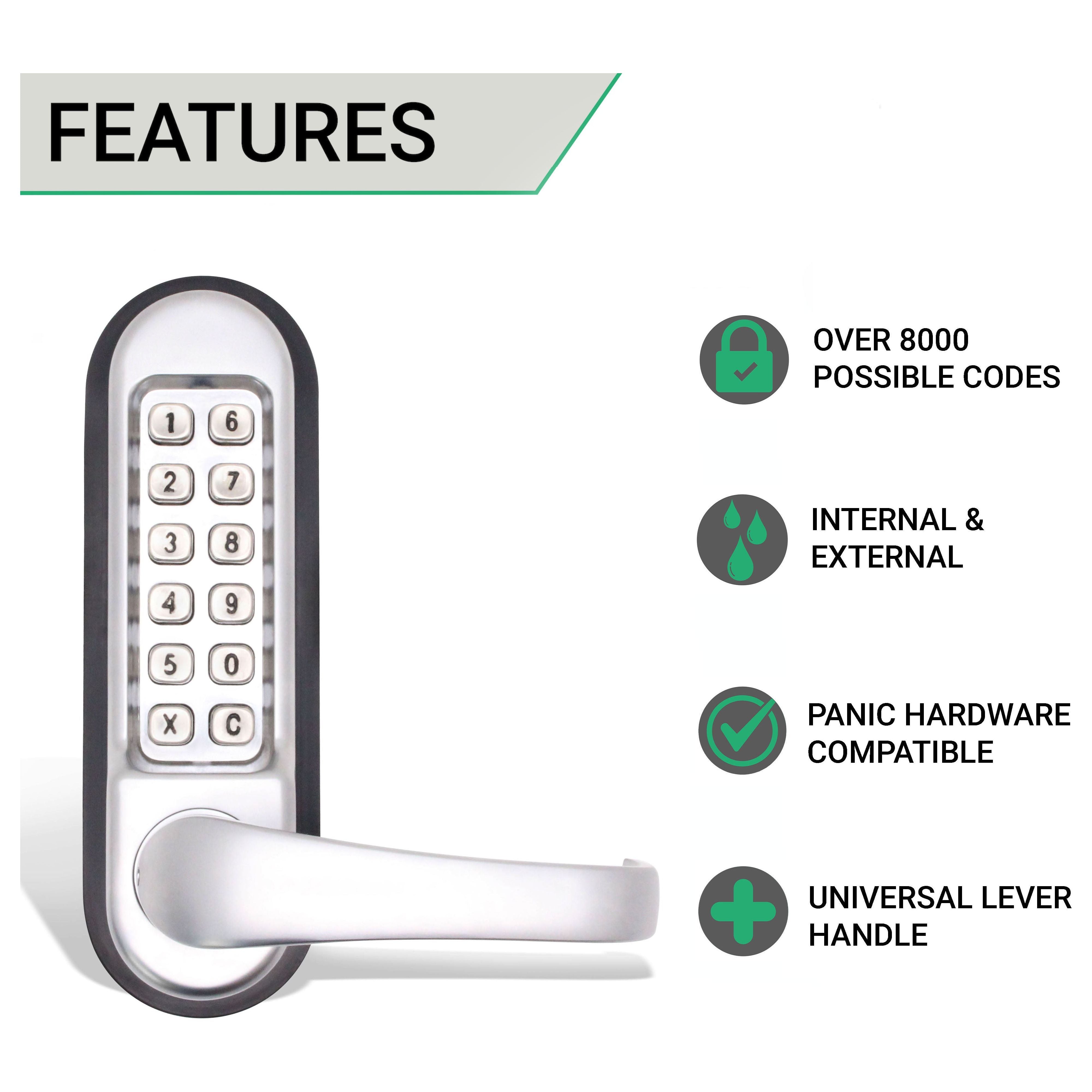 Outside Access Lever Digital Lock Suit Panic Hardware - Satin Silver ...