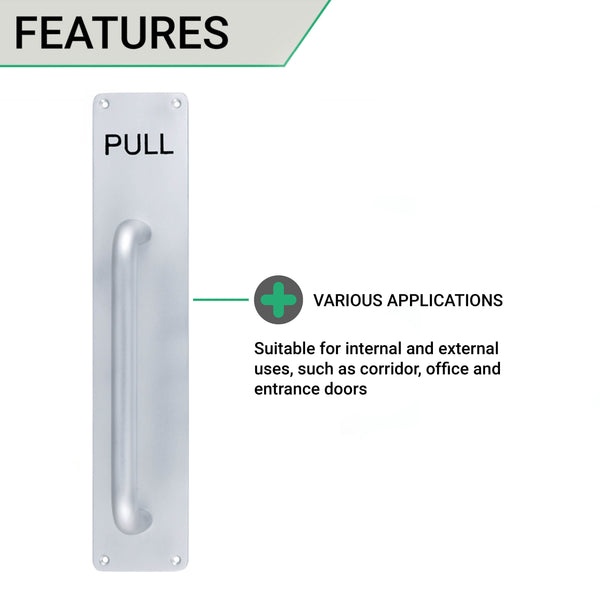 Pull Handle On PULL Engraved Plate 300x19mm Pull on 375x75x3mm Plate ...