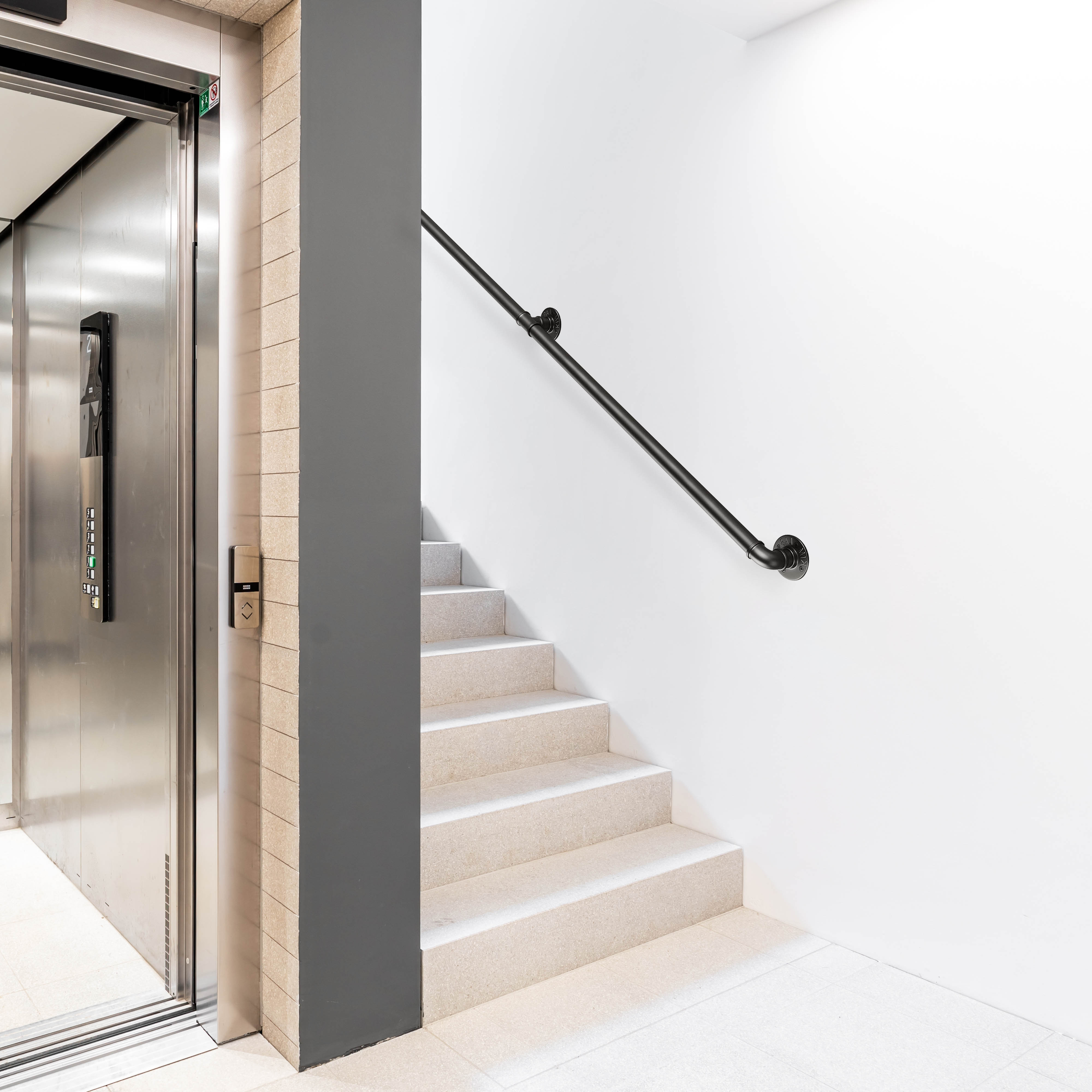 Black Handrail Grab Rail Kit 2440mm - Cast Iron - tradefit