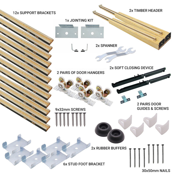 Pocket Door Kit for Double Doors with Soft Close - 915 x 2032mm Max ...
