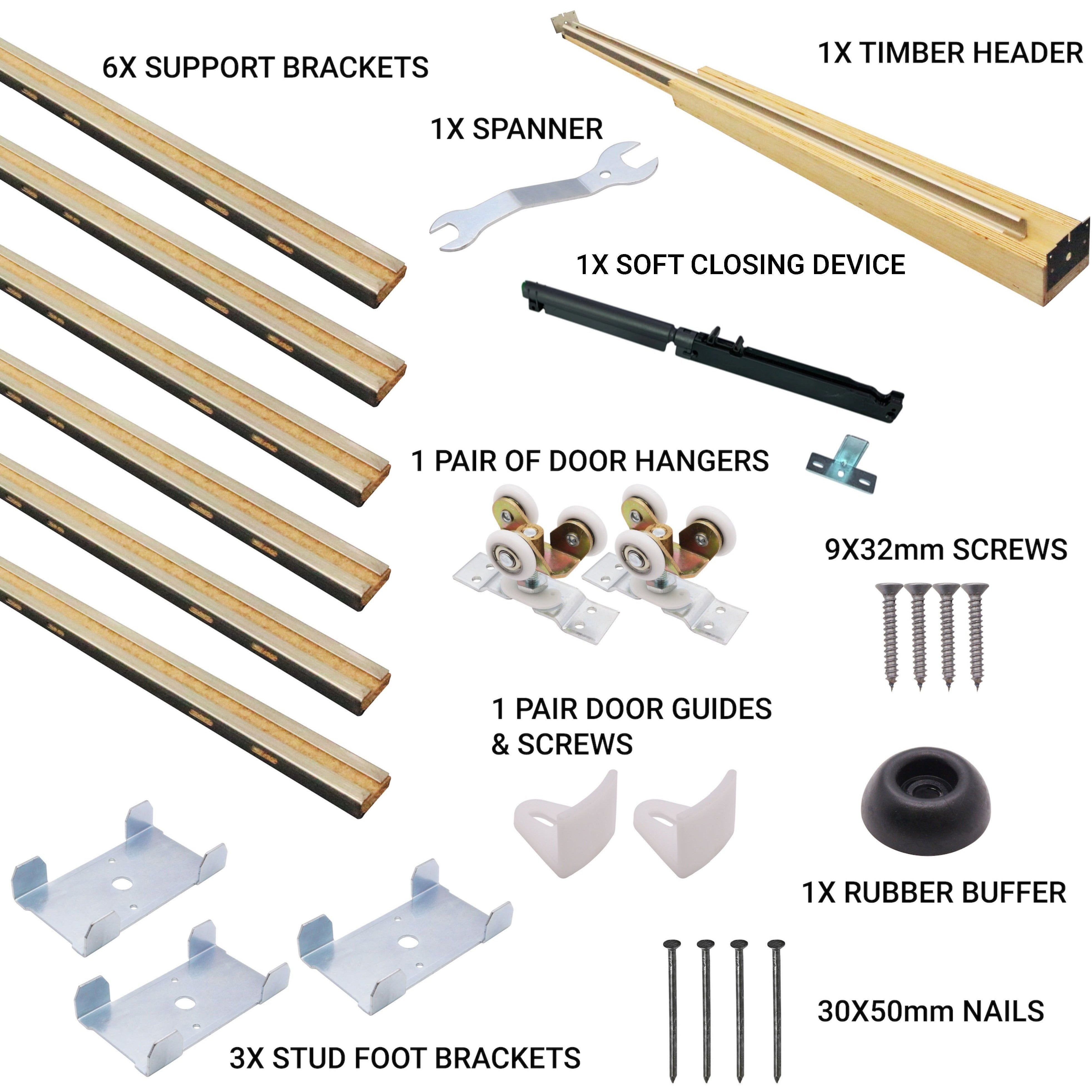 Pocket Door Kit for Single Doors with Soft Close - 915 x 2032mm Max ...