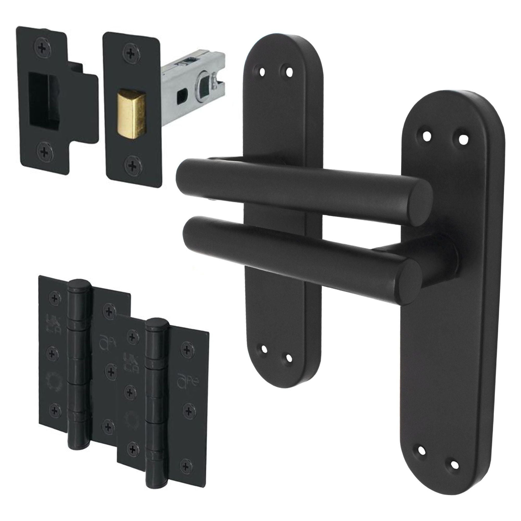Olbia Lever On Backplate – Latch Kit – 80mm Latch & 76mm Hinges – Matt ...