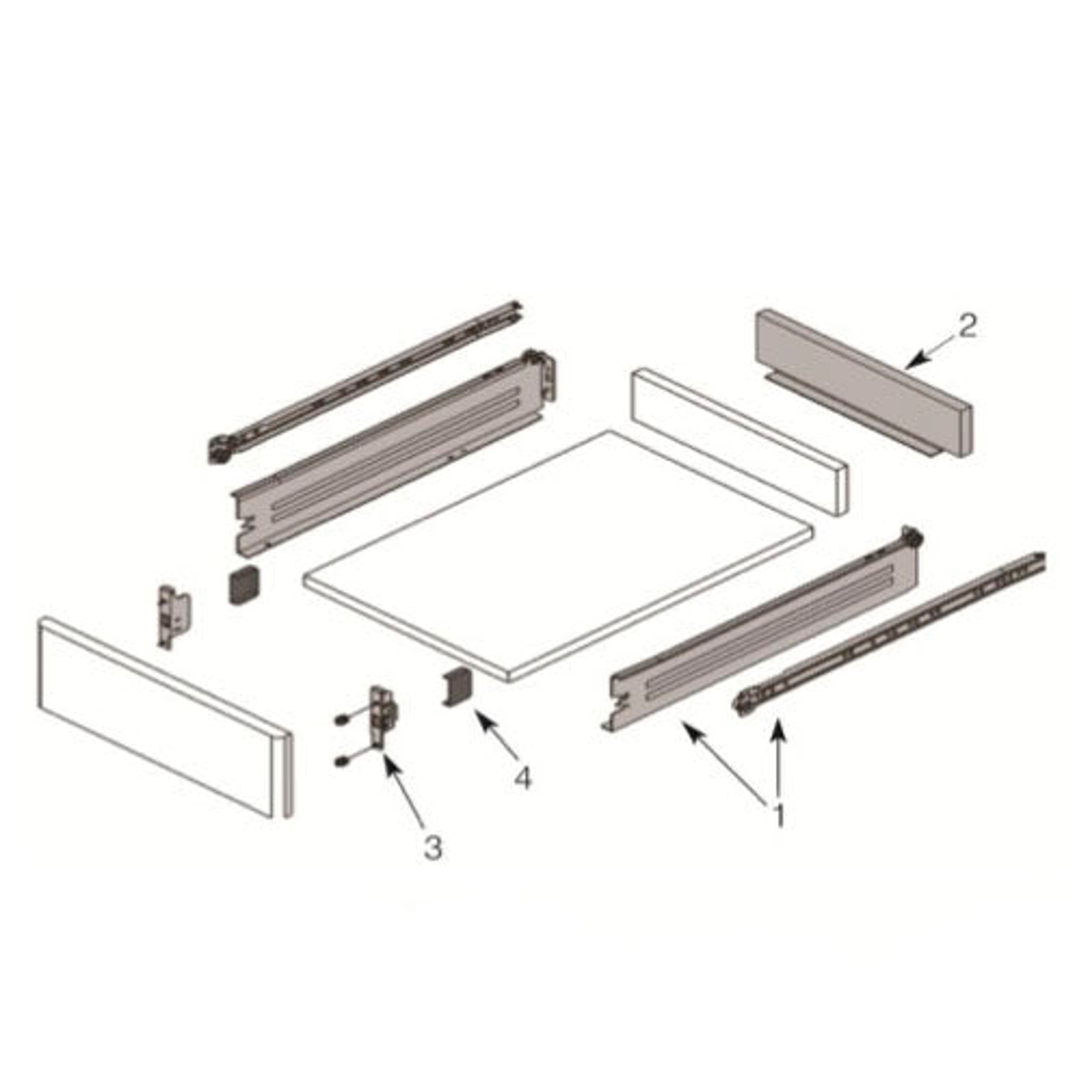 Metal Drawer Box Side Pack 30kg H150 x L270mm Ext 75% Cream - tradefit