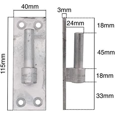 Gate Hinge Pin On Rectangular Plate Bracket - 115 x 40mm 12mm Diameter ...