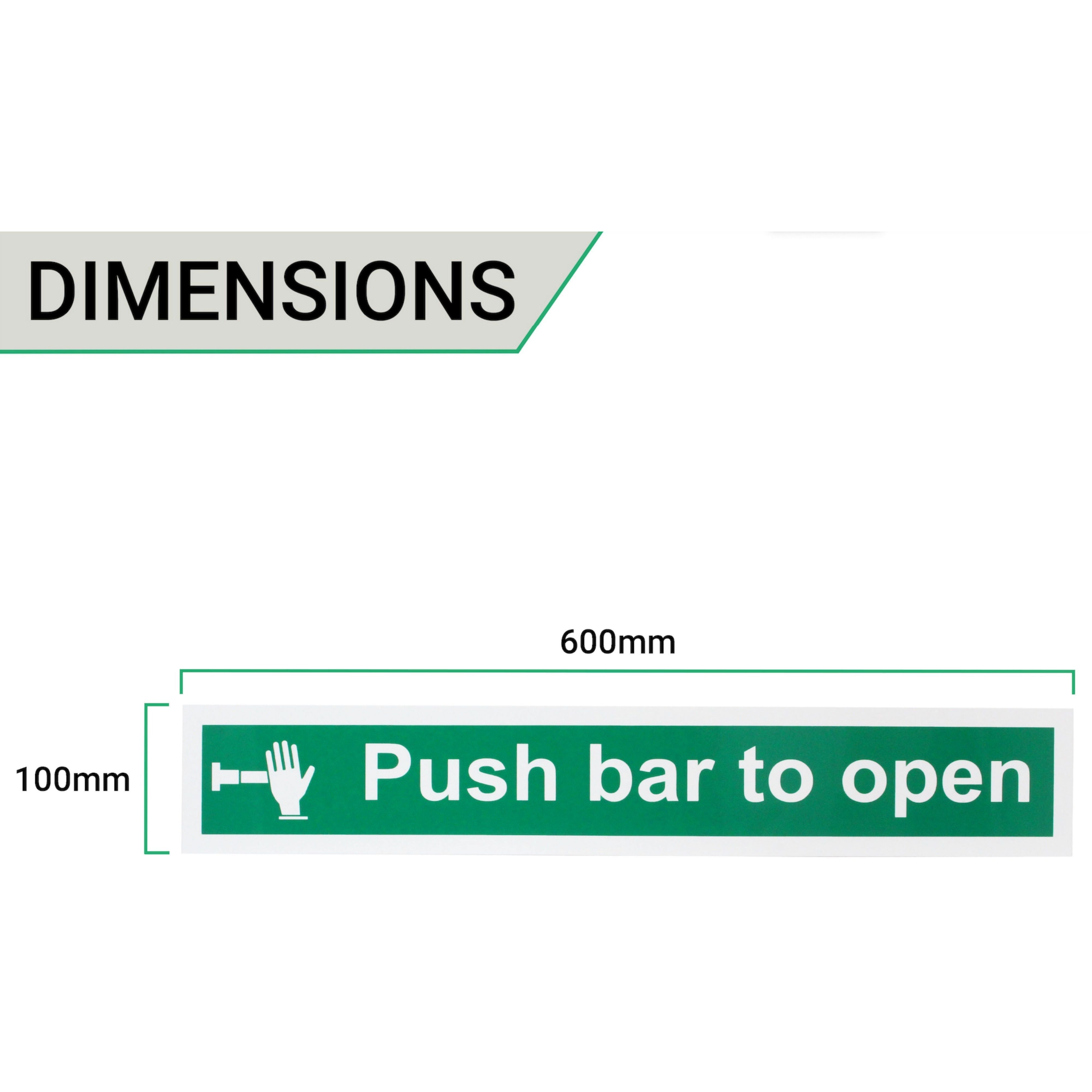 Push Bar To Open Sign 600x100mm Self Adh Semi Rigid PVC - tradefit