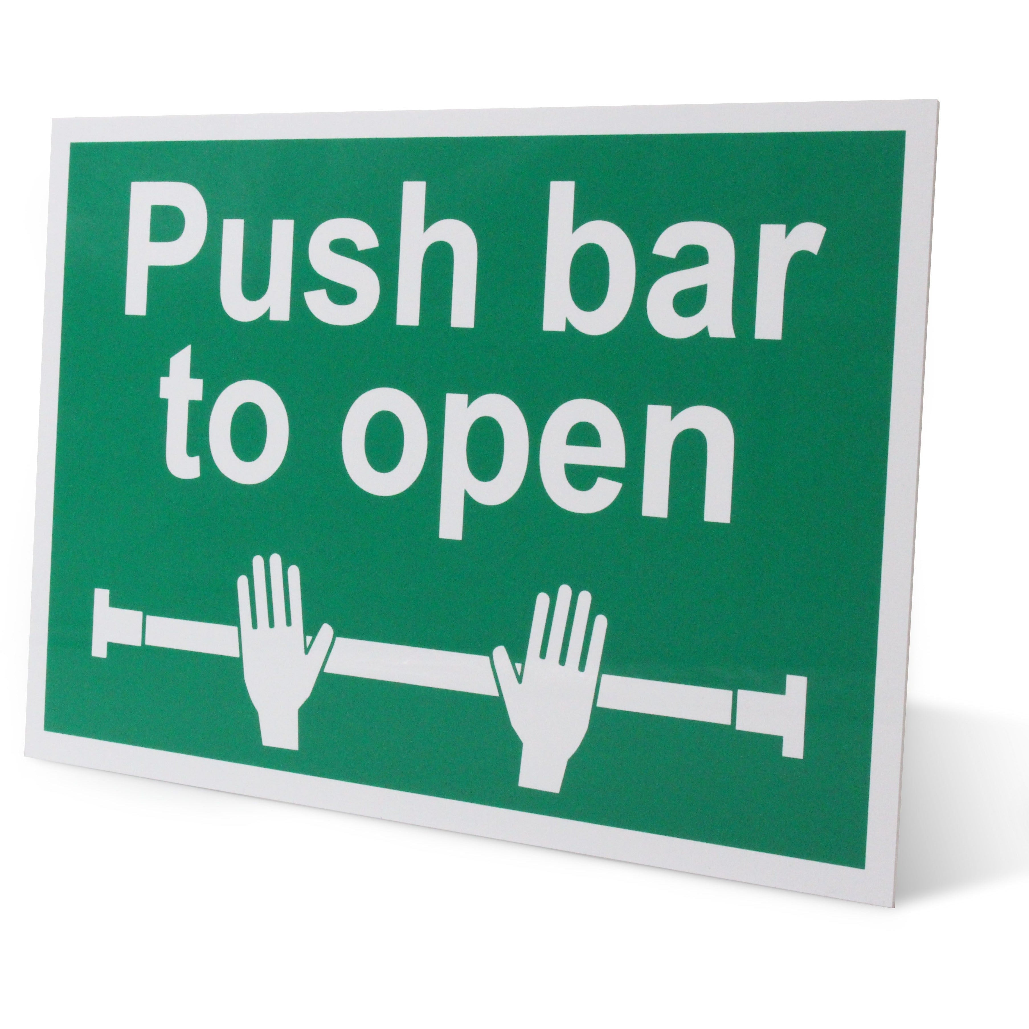 Push Bar To Open Sign 300x200mm Self Adh Semi Rigid PVC - tradefit