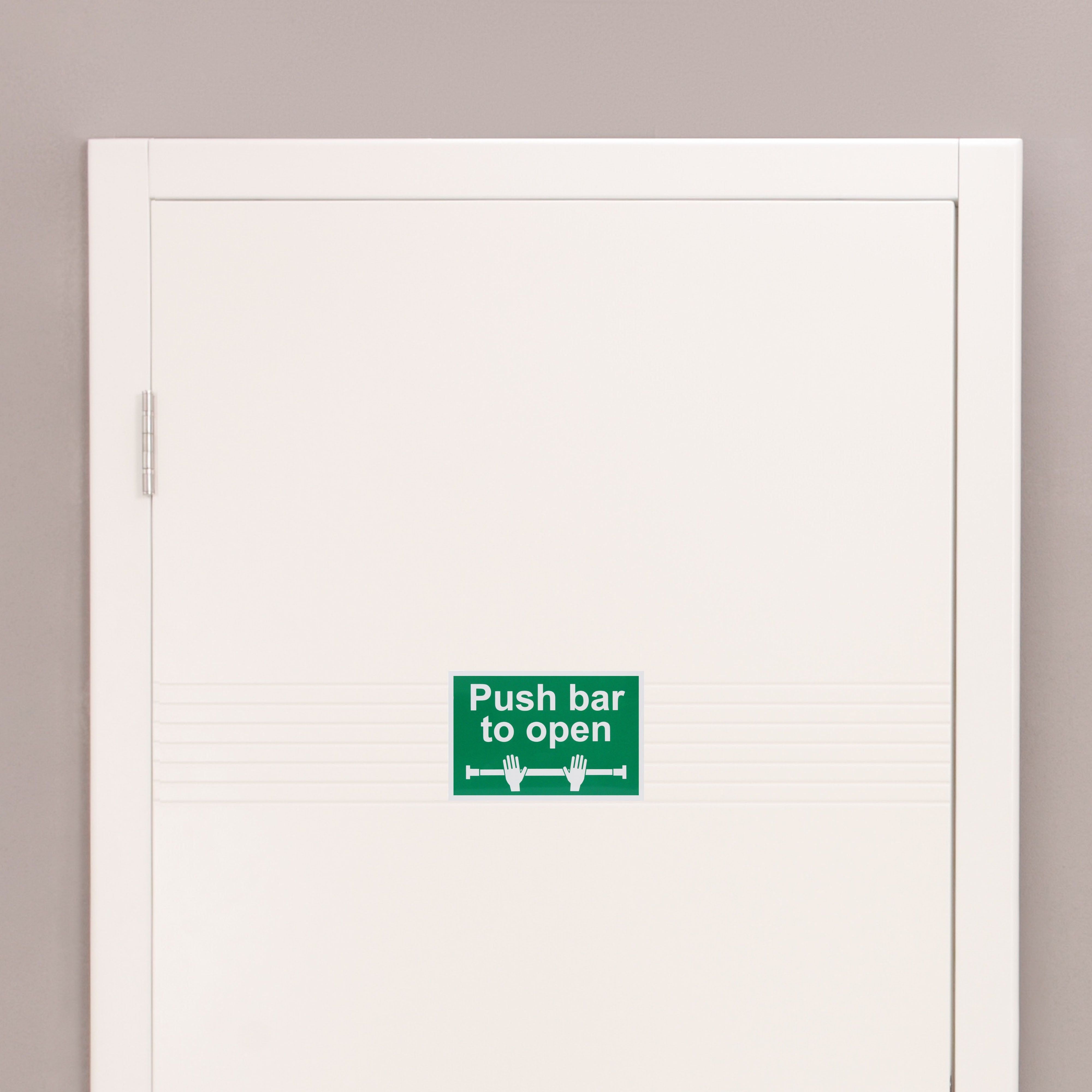 Push Bar To Open Sign 300x200mm Self Adh Semi Rigid PVC - tradefit
