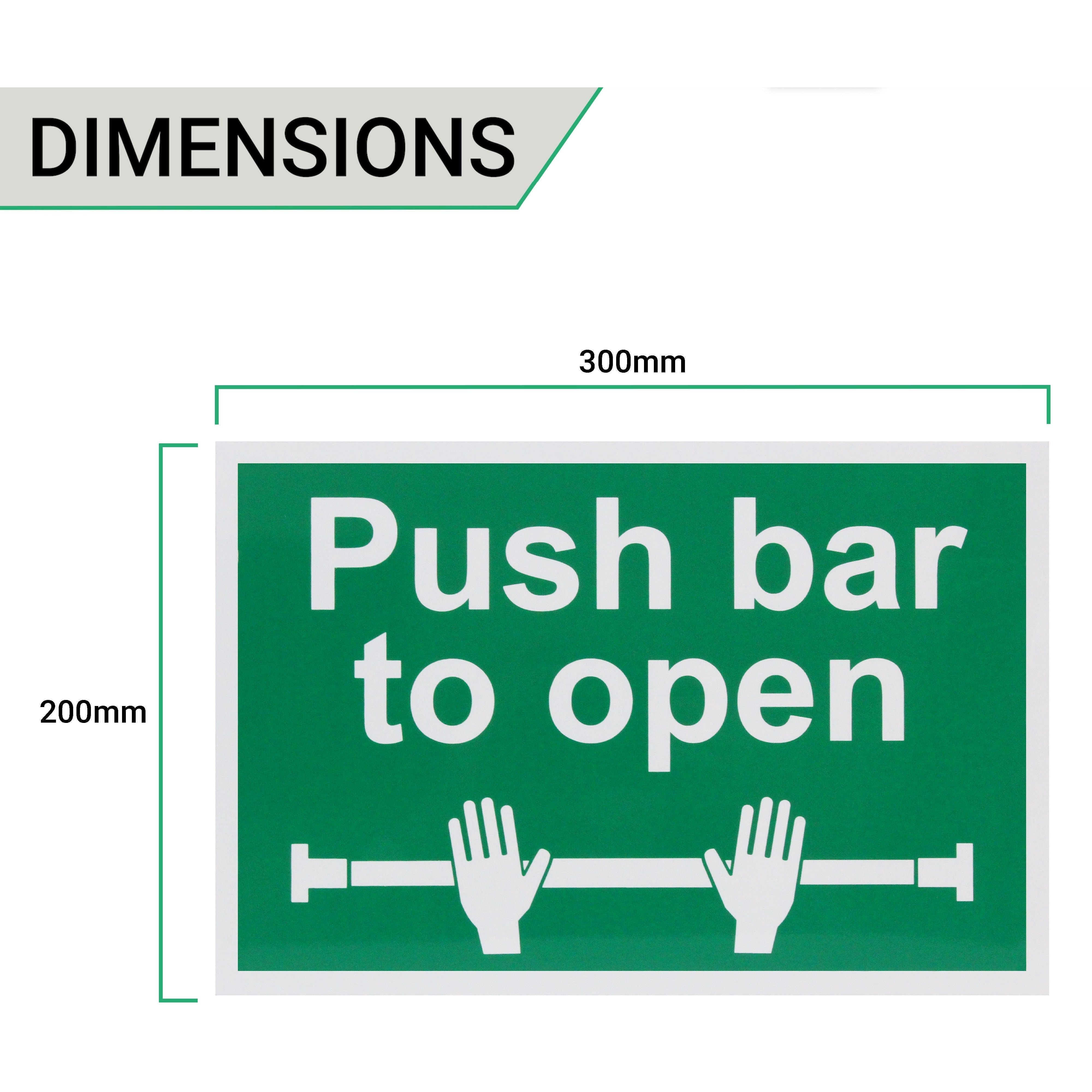 Push Bar To Open Sign 300x200mm Self Adh Semi Rigid PVC - tradefit