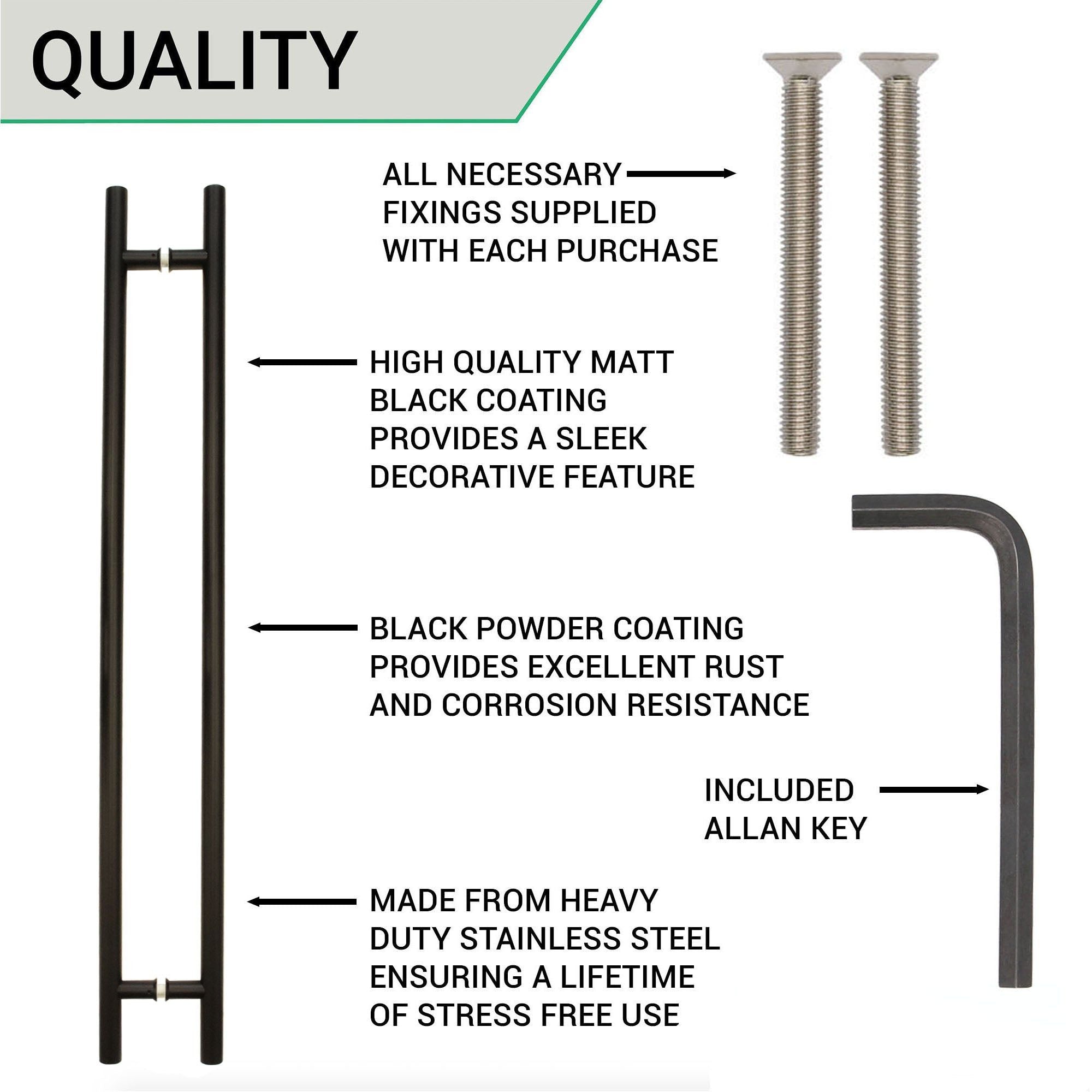 Guardsman Entrance Pull Handles - Back To Back Fix - 1200 x 32mm 1000mm ...