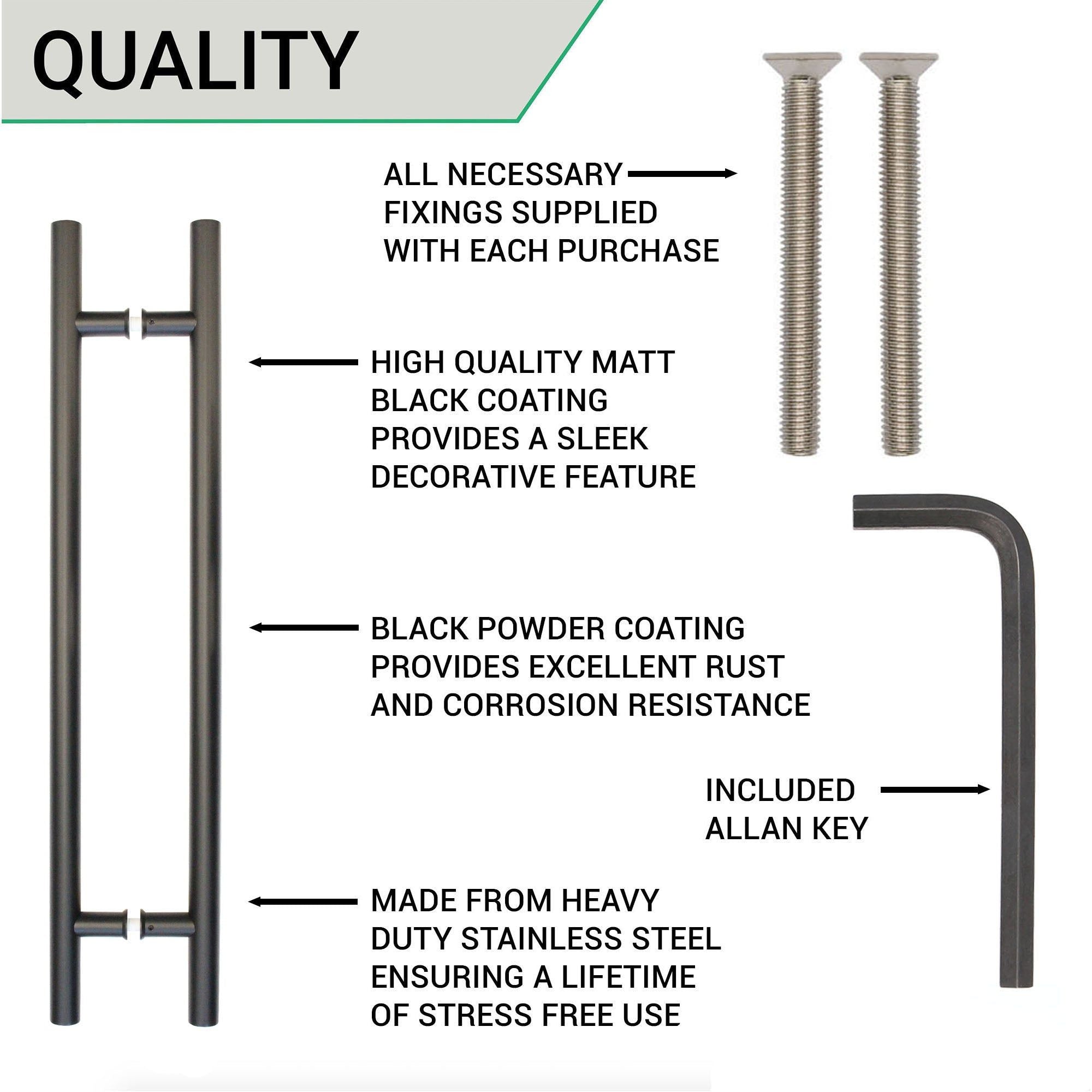 Guardsman Entrance Pull Handles - Back To Back Fix - 800 x 32mm 600mm c ...