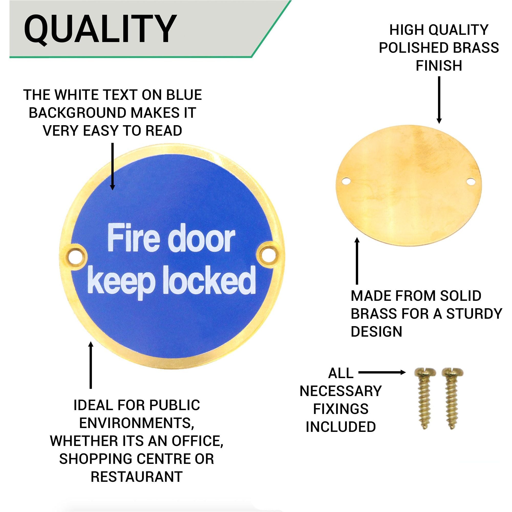 Circular Disc Fire Door Signage - 76mm x 1.5mm - Screw Fixed - Fire ...