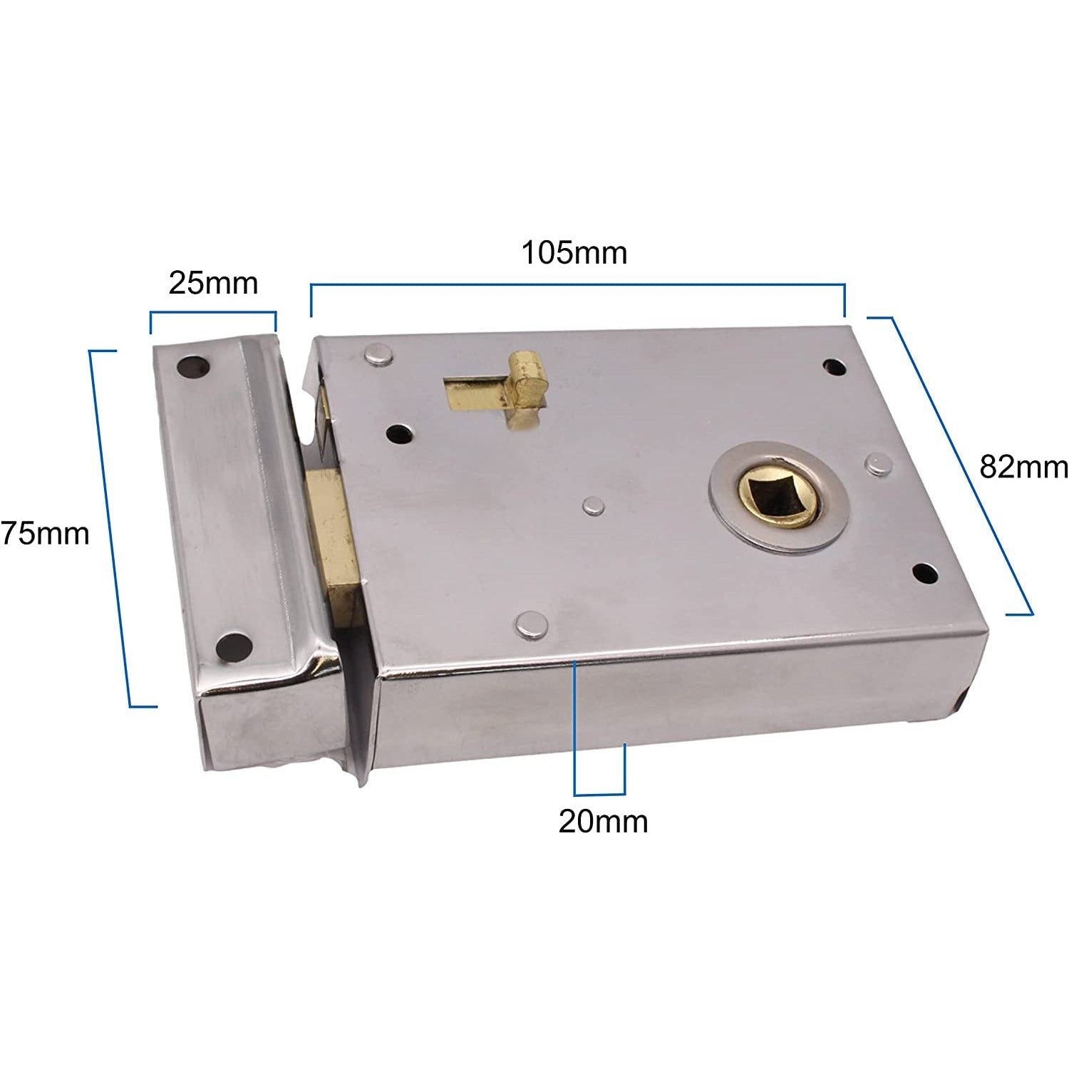 Rim Latch With Locking Snib - Polished Chrome - tradefit - 2