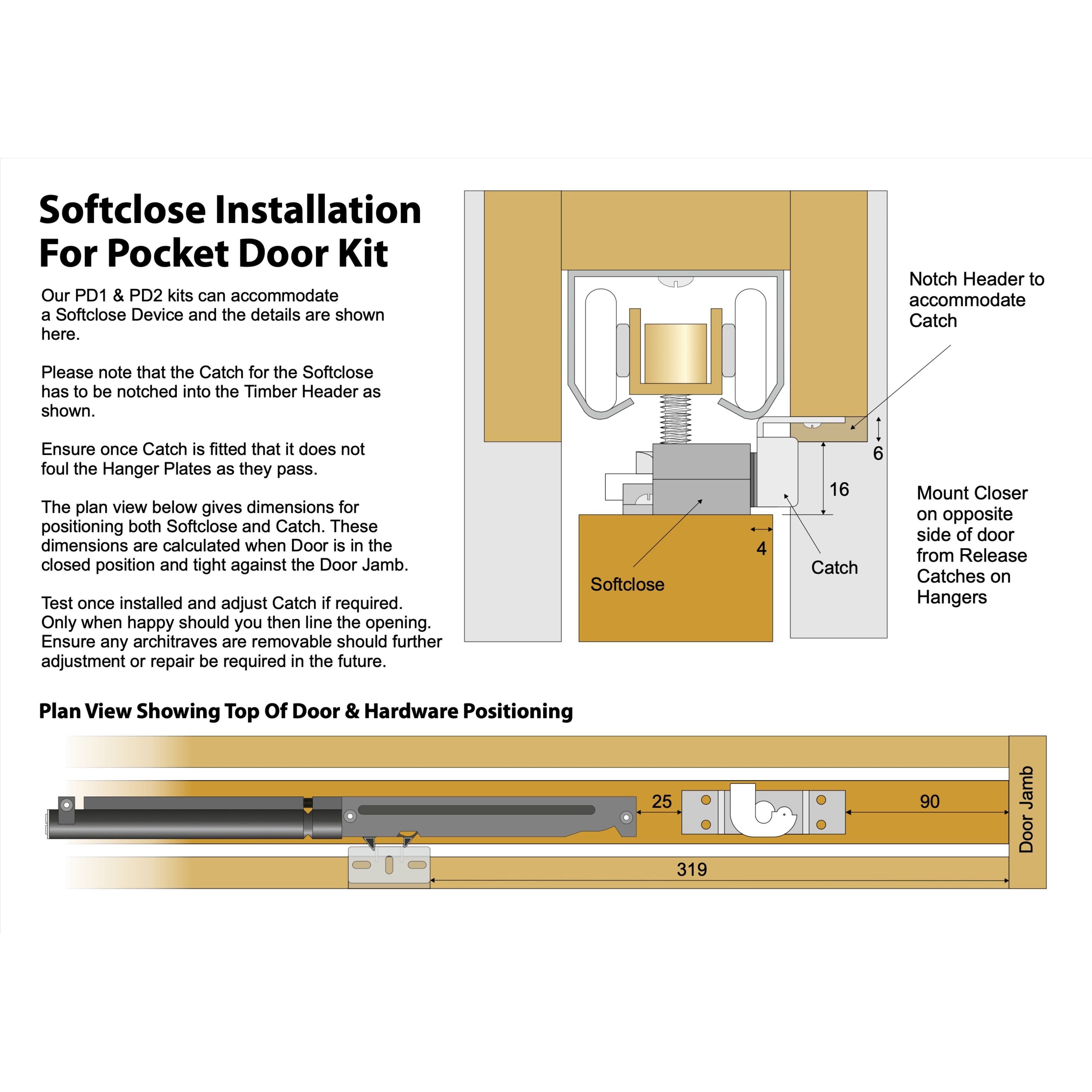 Pocket Door Kit for Single Doors with Soft Close - 915 x 2032mm Max ...