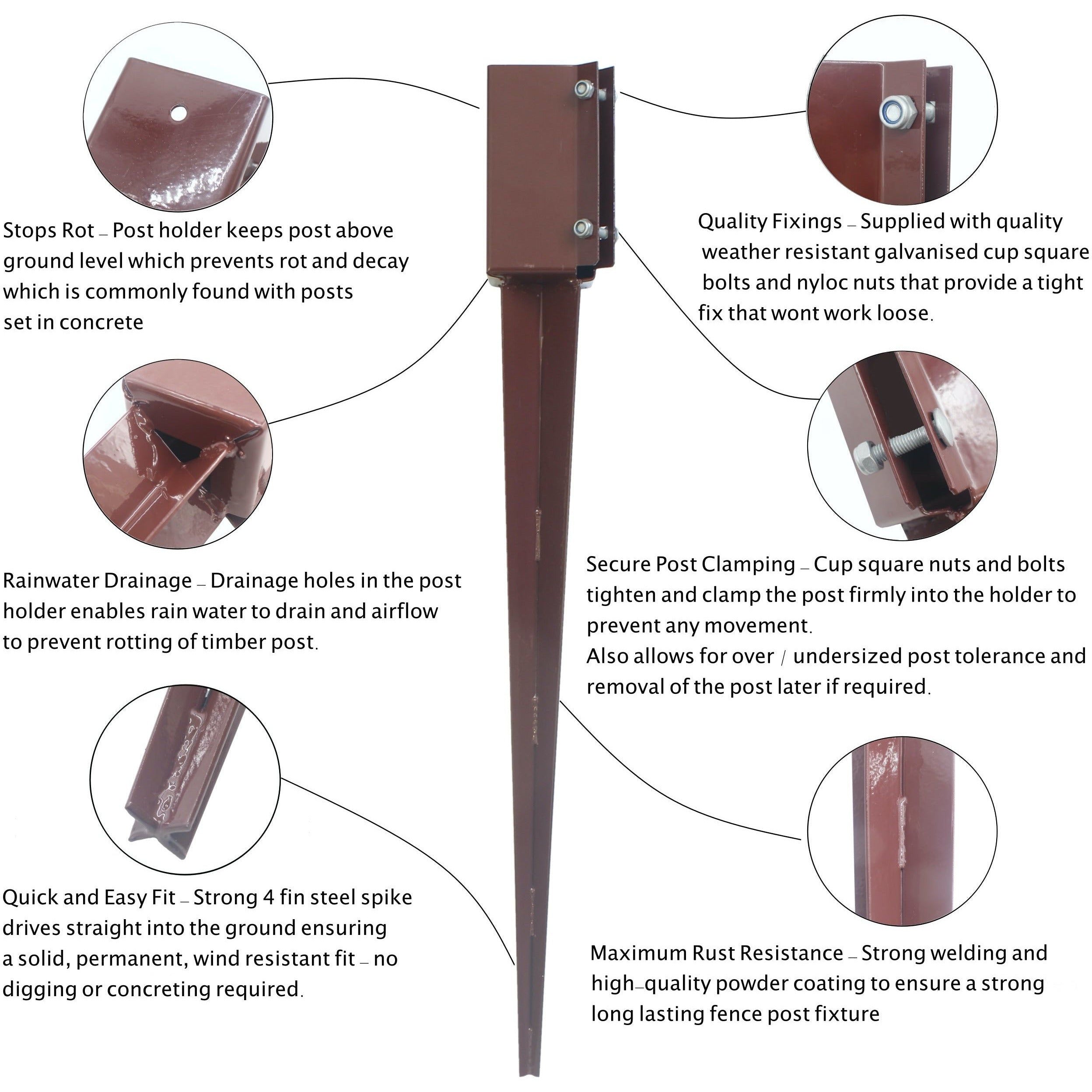 Drive In Fence Post Spike Anchor - Bolt Secure - 50 x 50 x 450mm ...