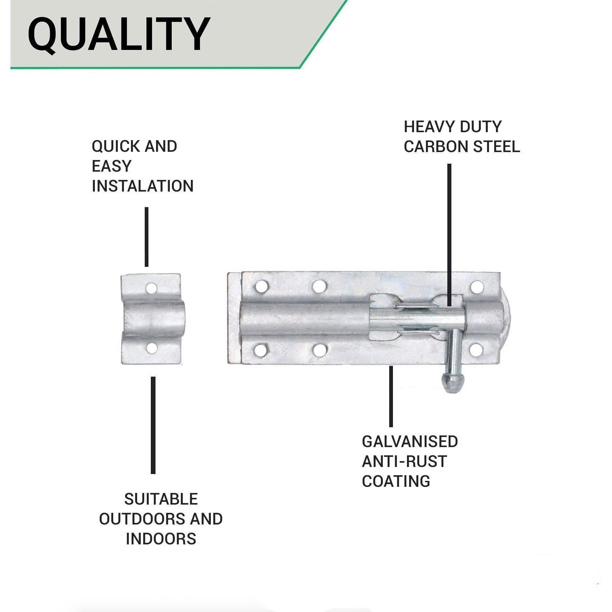 Tower Bolt - 90 mm / 3 Inch - Galvanised - tradefit