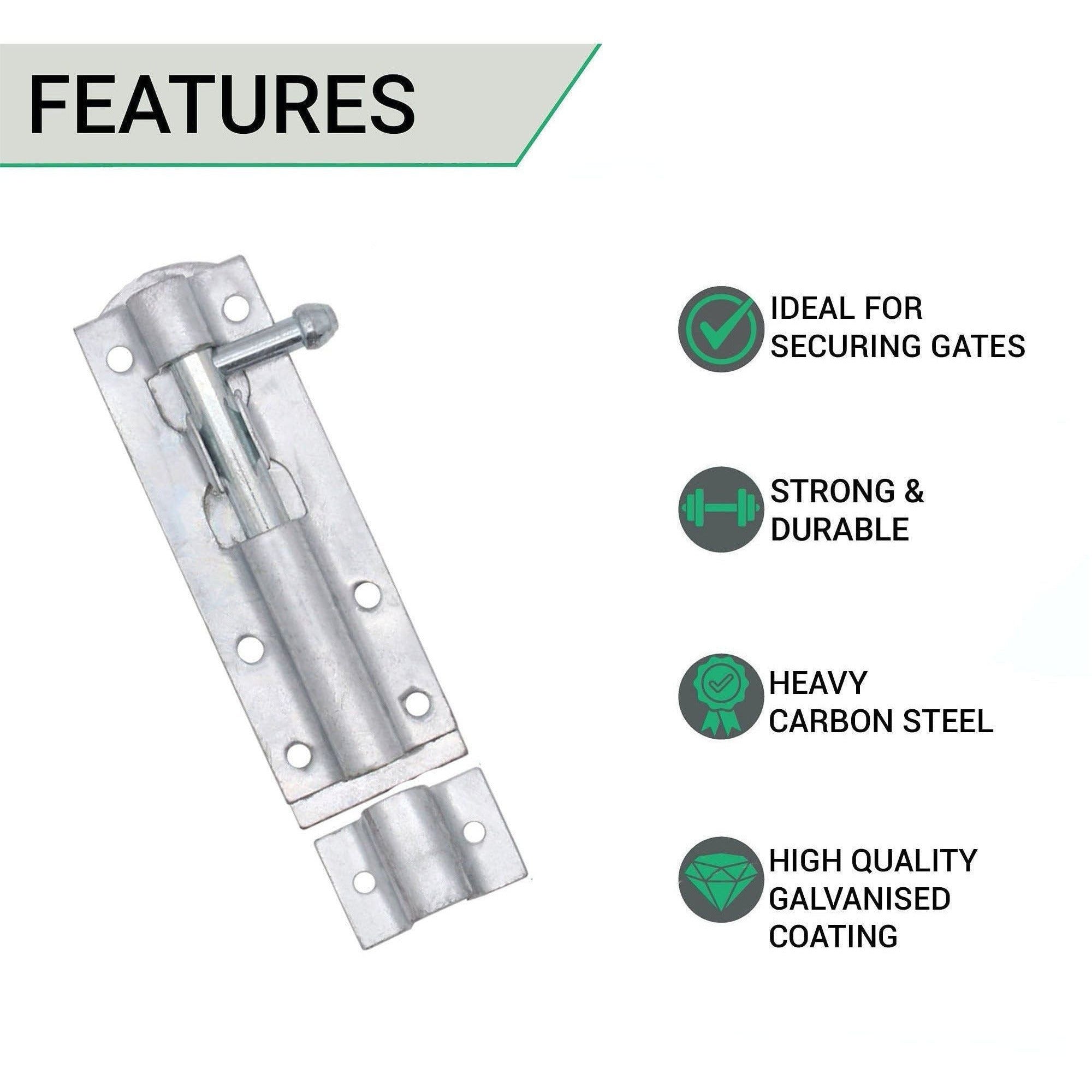 Tower Bolt - 100 mm / 4 Inch - Galvanised - tradefit