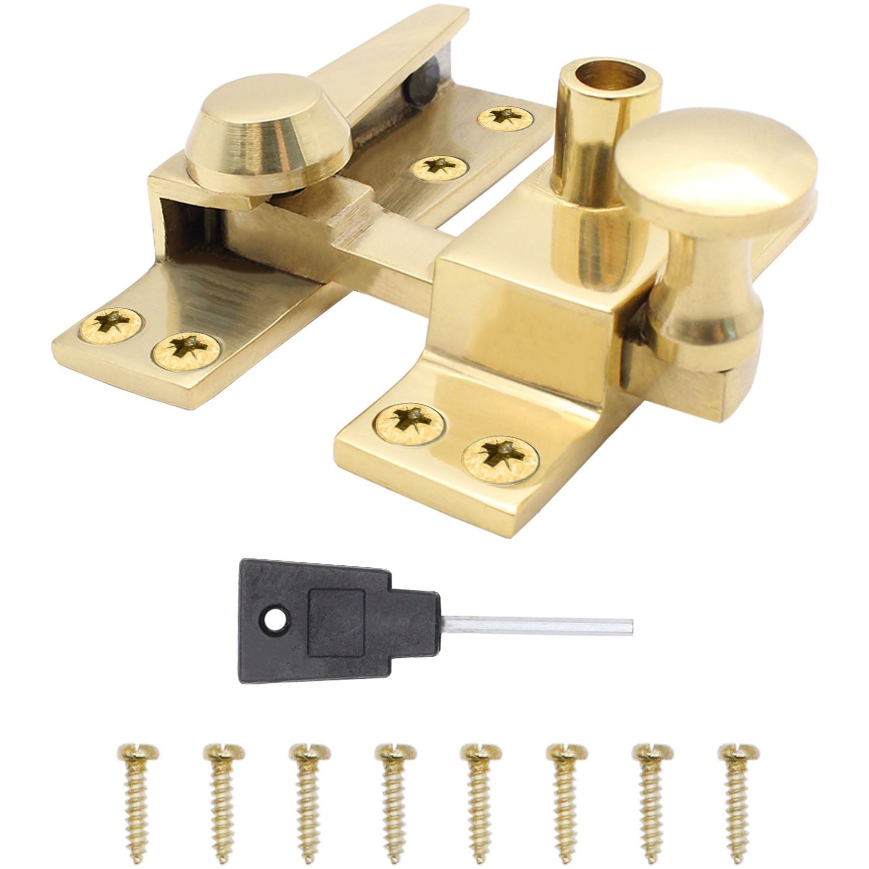 Lockable Sash Window Fastener - Polished Brass - tradefit