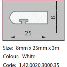 Sash Window Parting Bead - White - 8mm x 25mm x 3m - tradefit