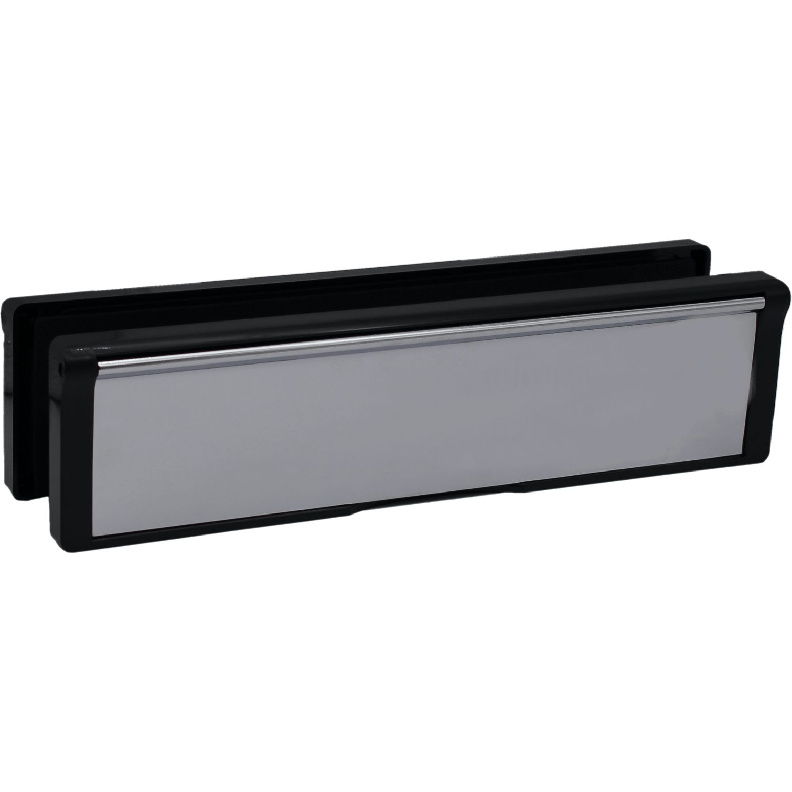 Letterplate Draught Proof 300mm Black Frame Chrome Flap - tradefit