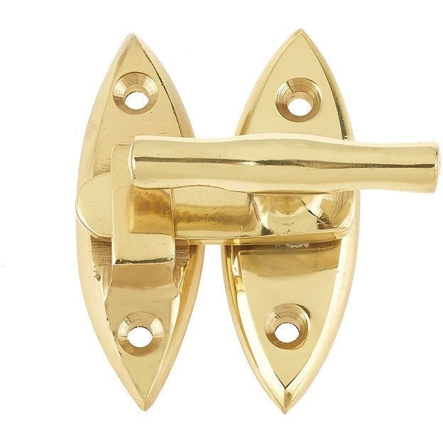 Throw Over Cabinet Door Catch - 51mm - Polished Brass