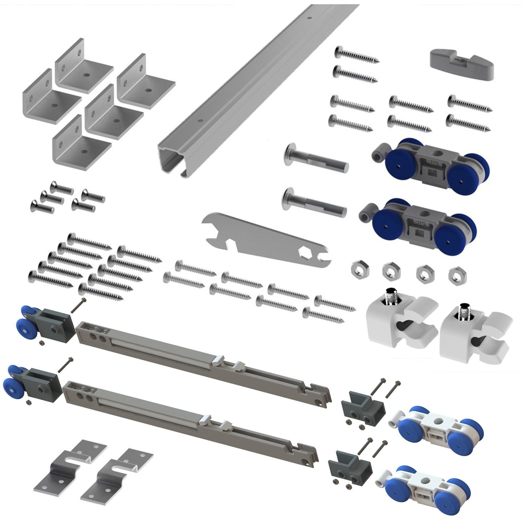 Top Hung Straight Sliding Single Door Kit - Max Weight 100kg - Max Door ...