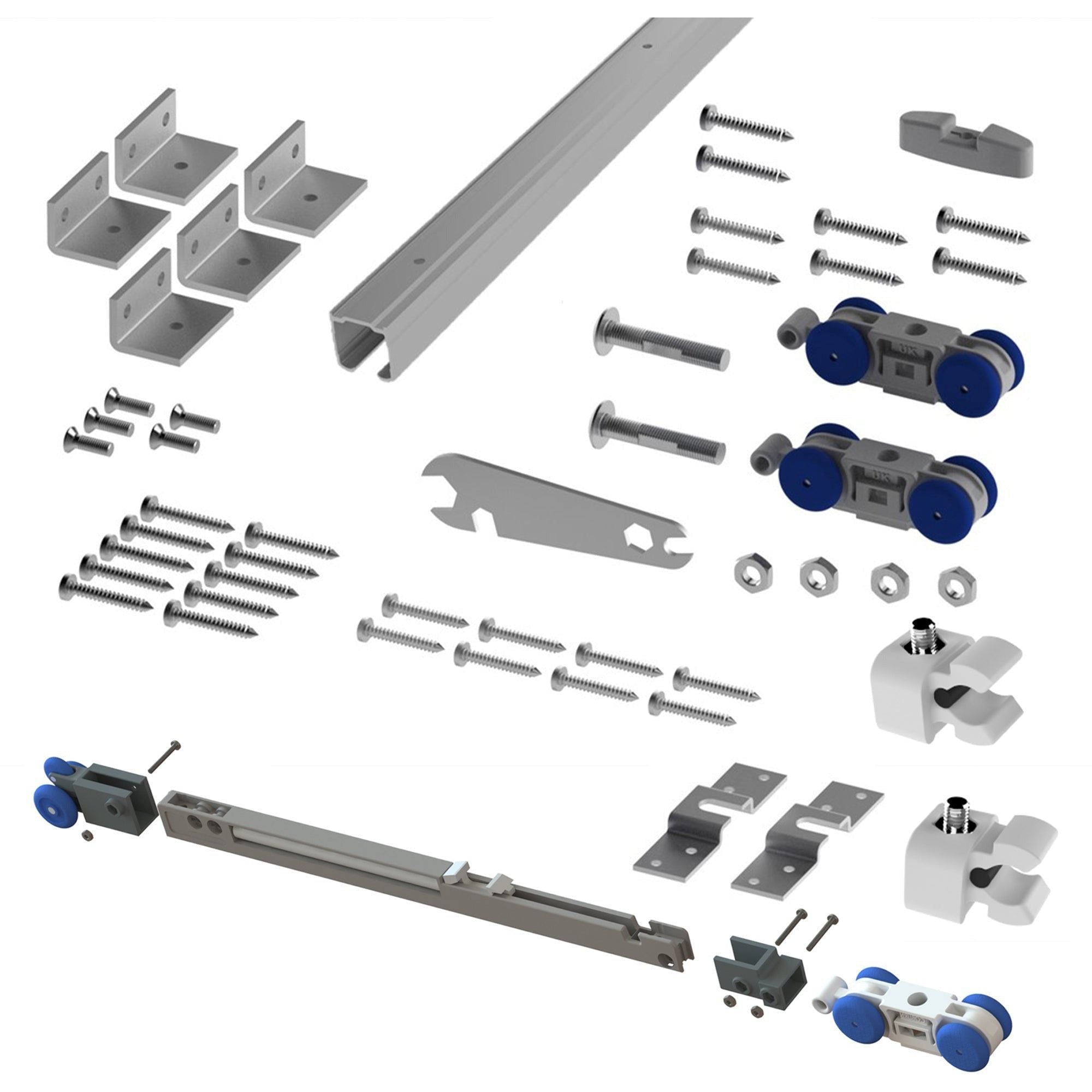 Top Hung Straight Sliding Single Door Kit - Max Weight 100kg - Max Door ...