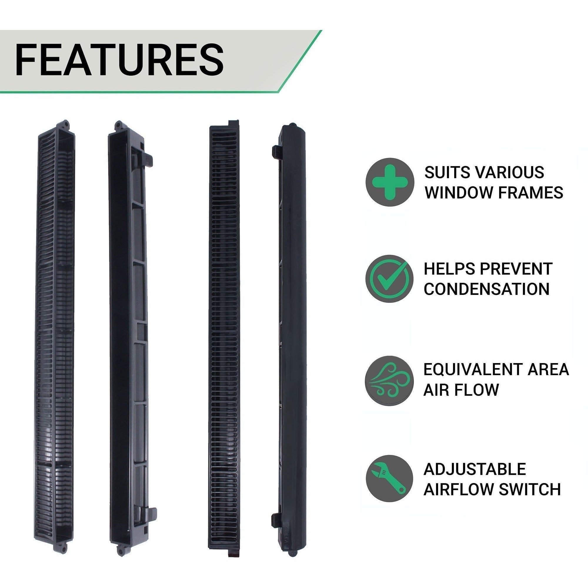 Trickle Window Slot Vent Set Inside & Out - 415mm - 4191mm²EA ...