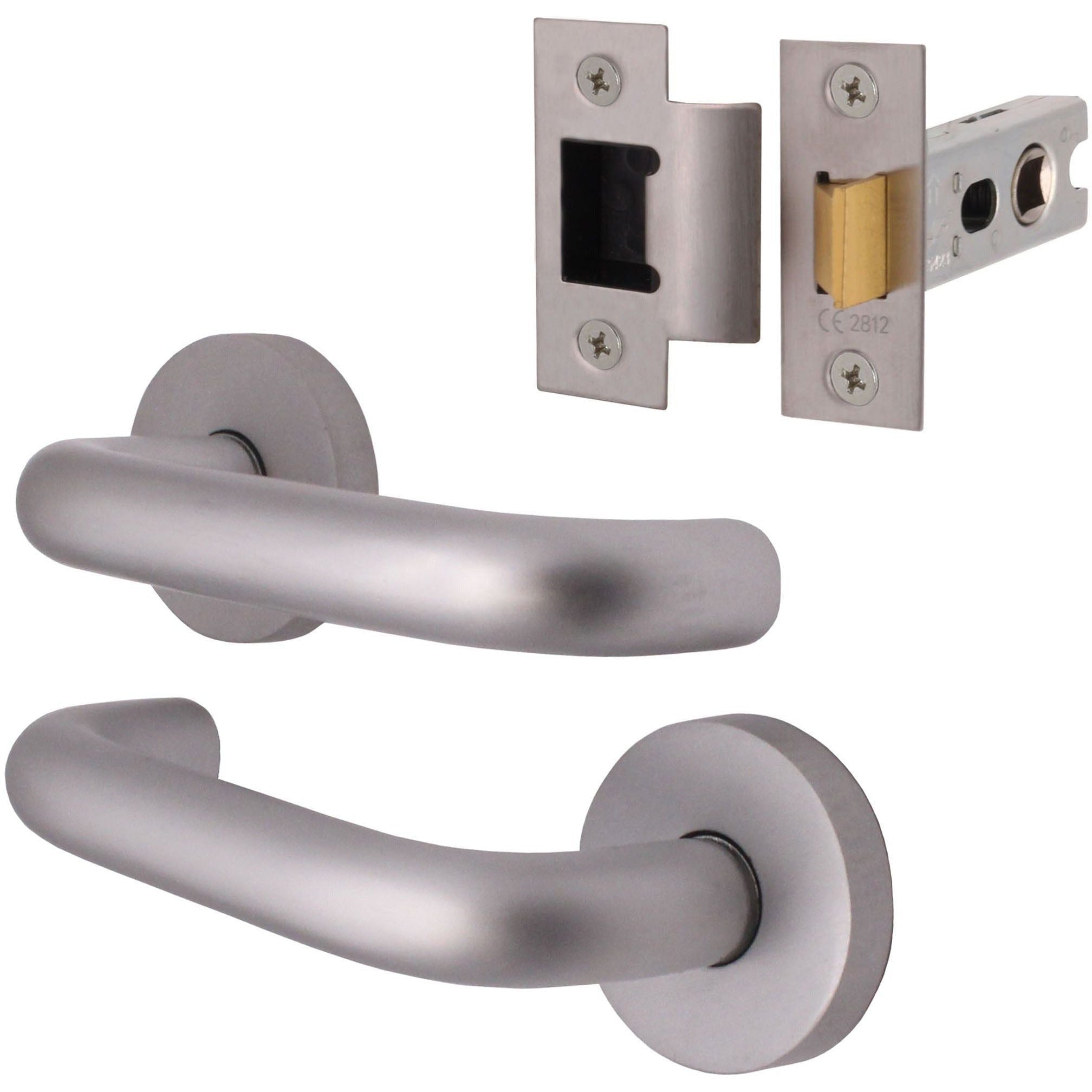 Return To Door Lever on Rose Handle & Latch Kit – Satin Aluminium ...