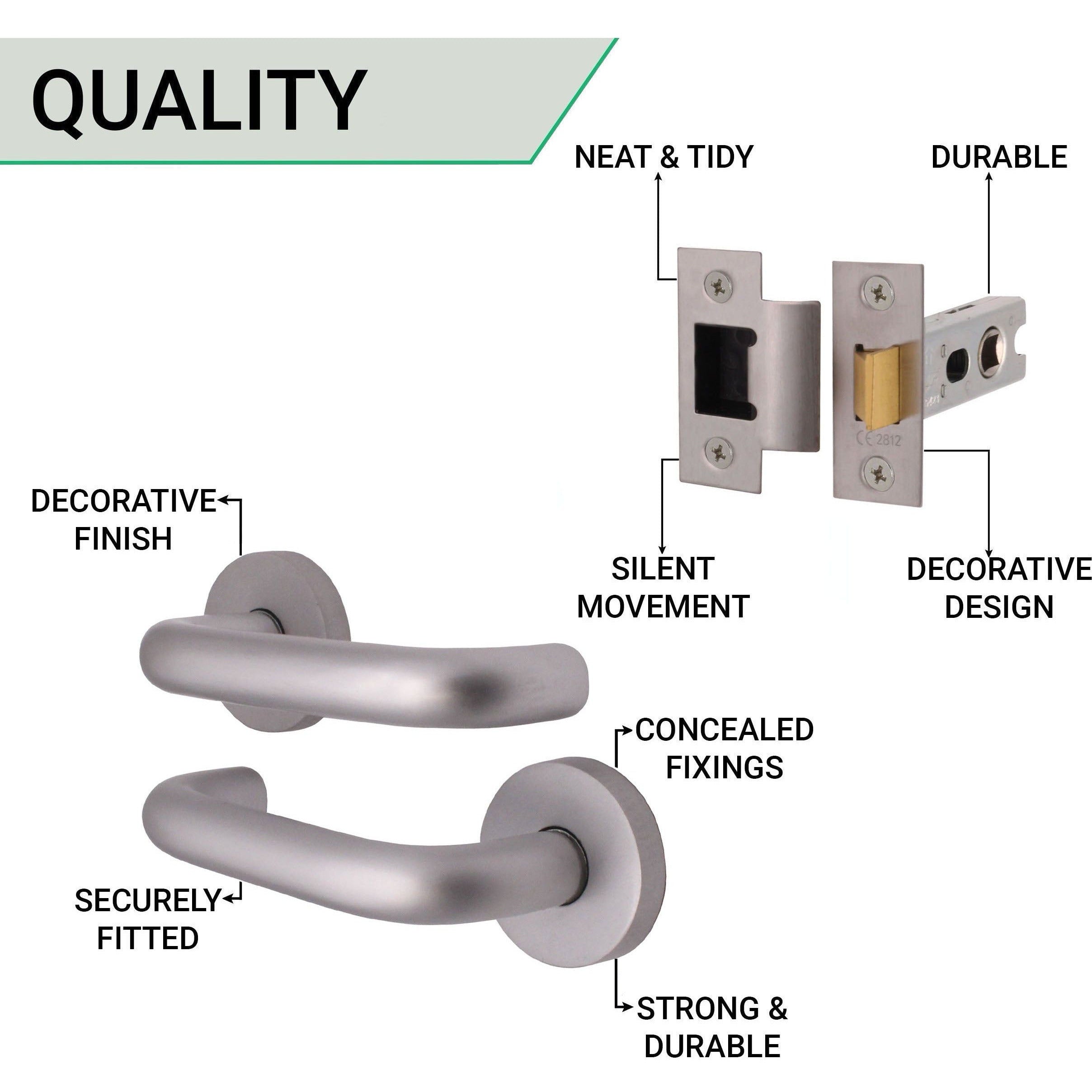 Return To Door Lever on Rose Handle & Latch Kit – Satin Aluminium ...