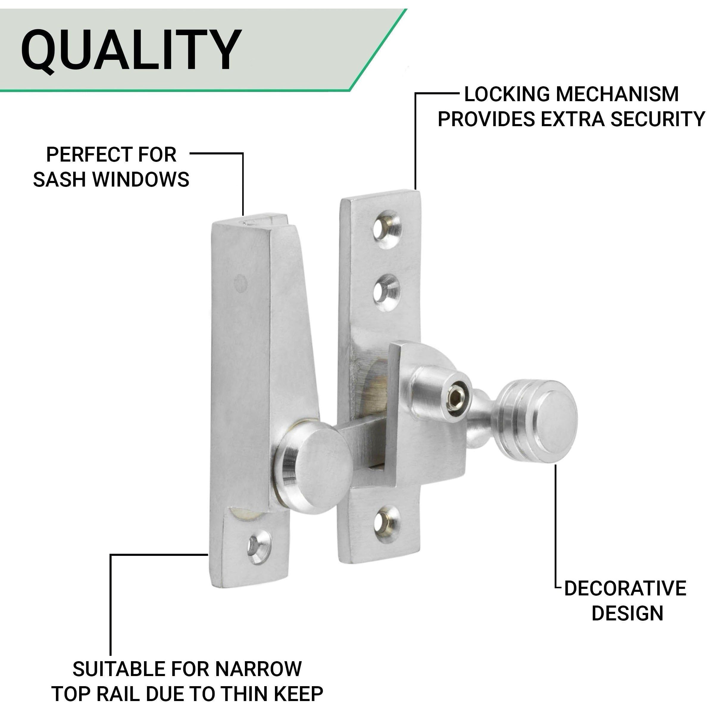 Beehive Lockable Sash Window Fastener - Satin Chrome - tradefit