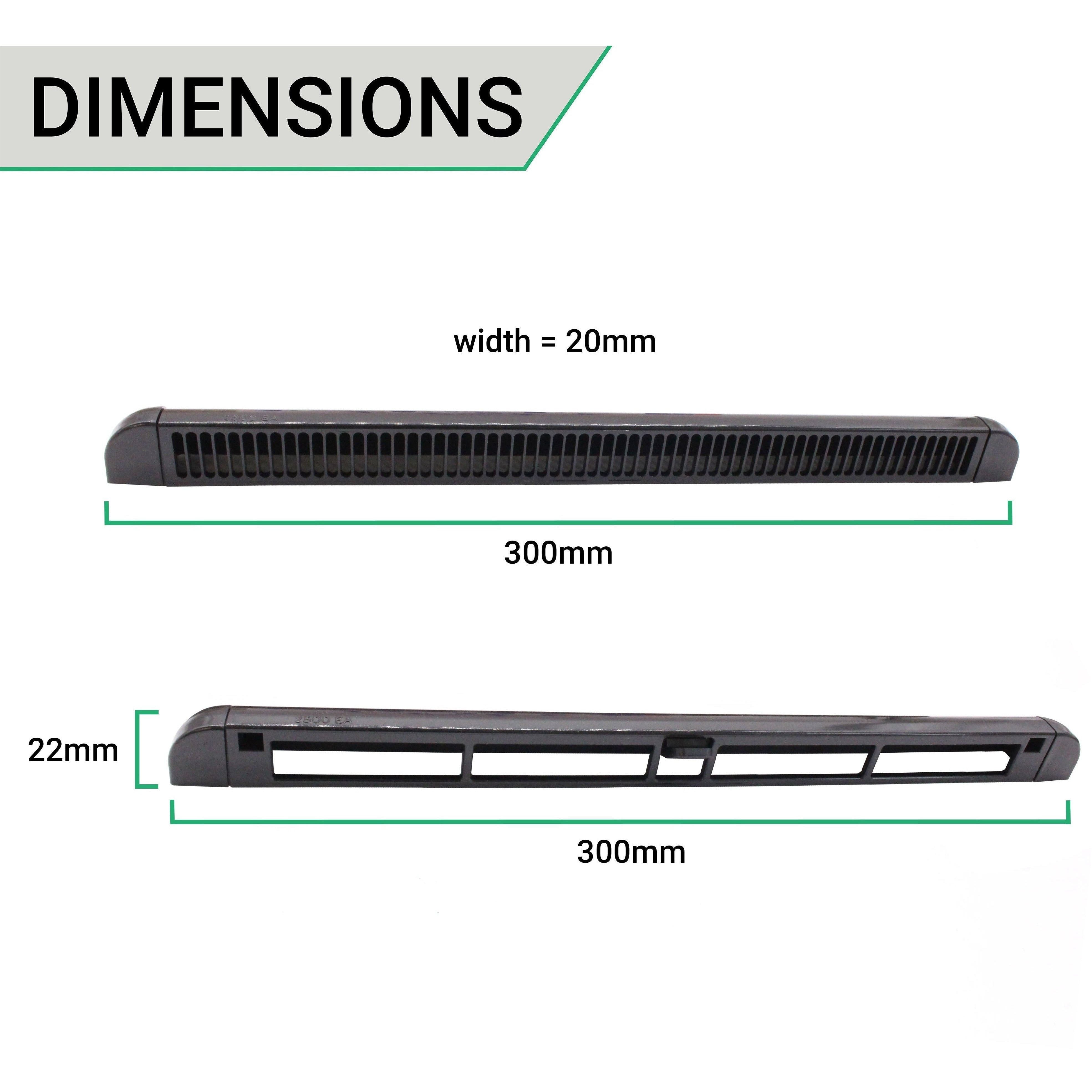 Trickle Window Slot Vent Set Inside & Out - 290mm - 2328mm²EA - Black ...