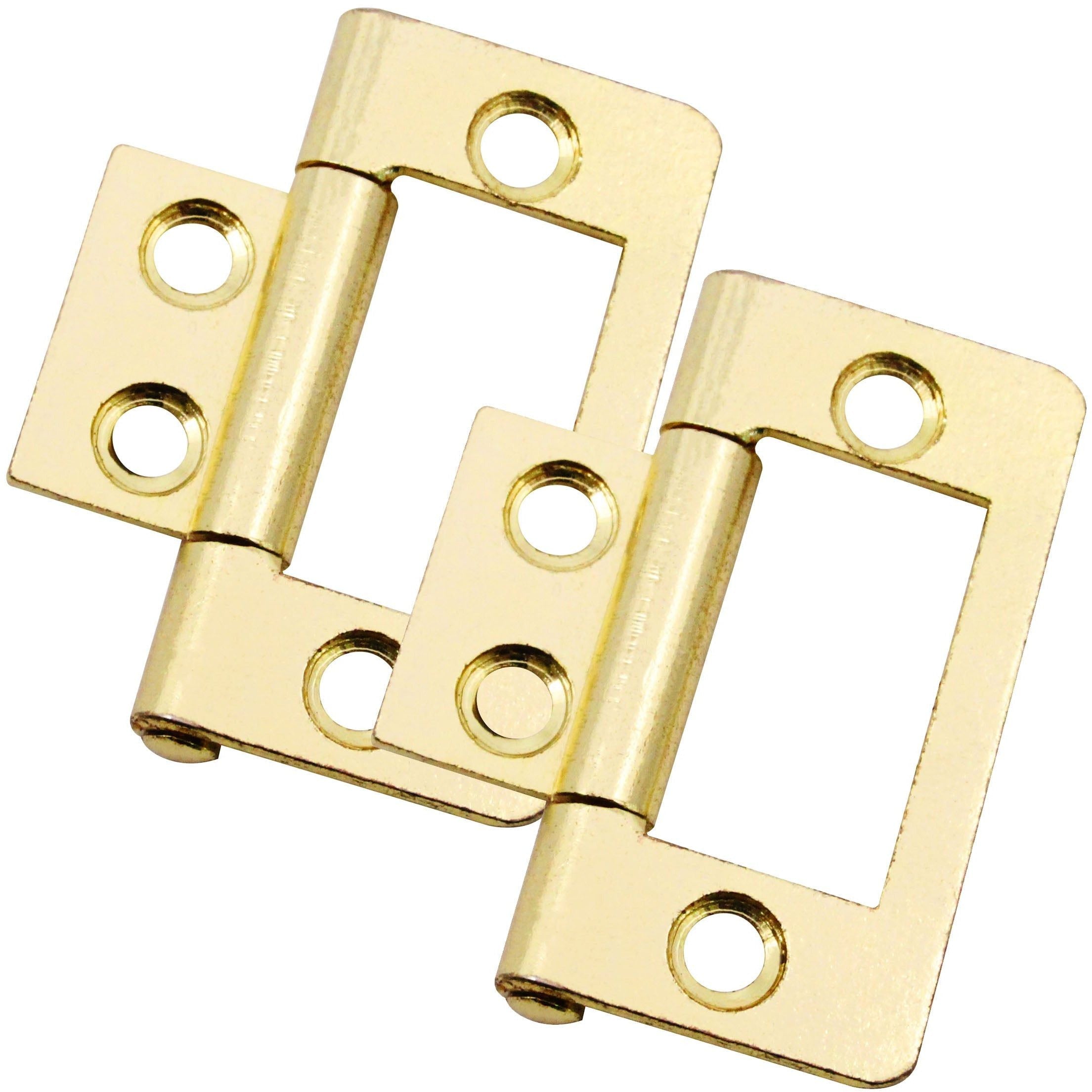 Steel Flush Cabinet Hinges - 40mm - Brass Plated - Pair - EXCLUDING ...