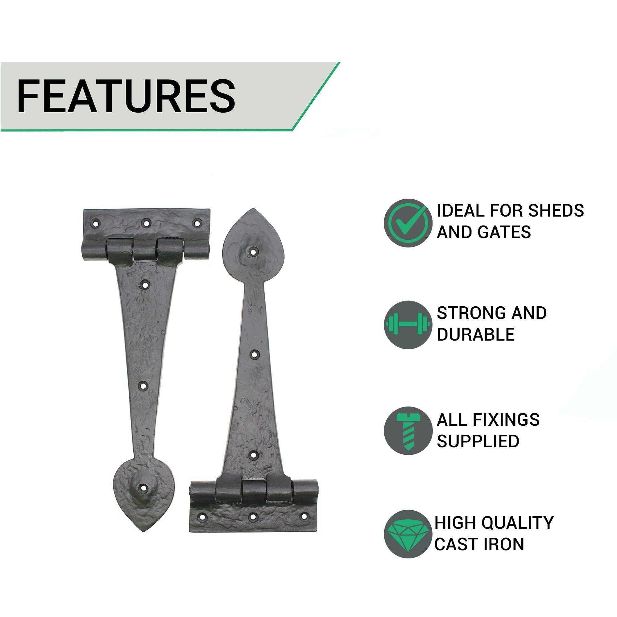 Tudor Plain Hinge - Cast Iron - tradefit