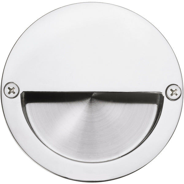 Flush Pull Handle Circular 90x13mm Polished Stainless Steel - tradefit