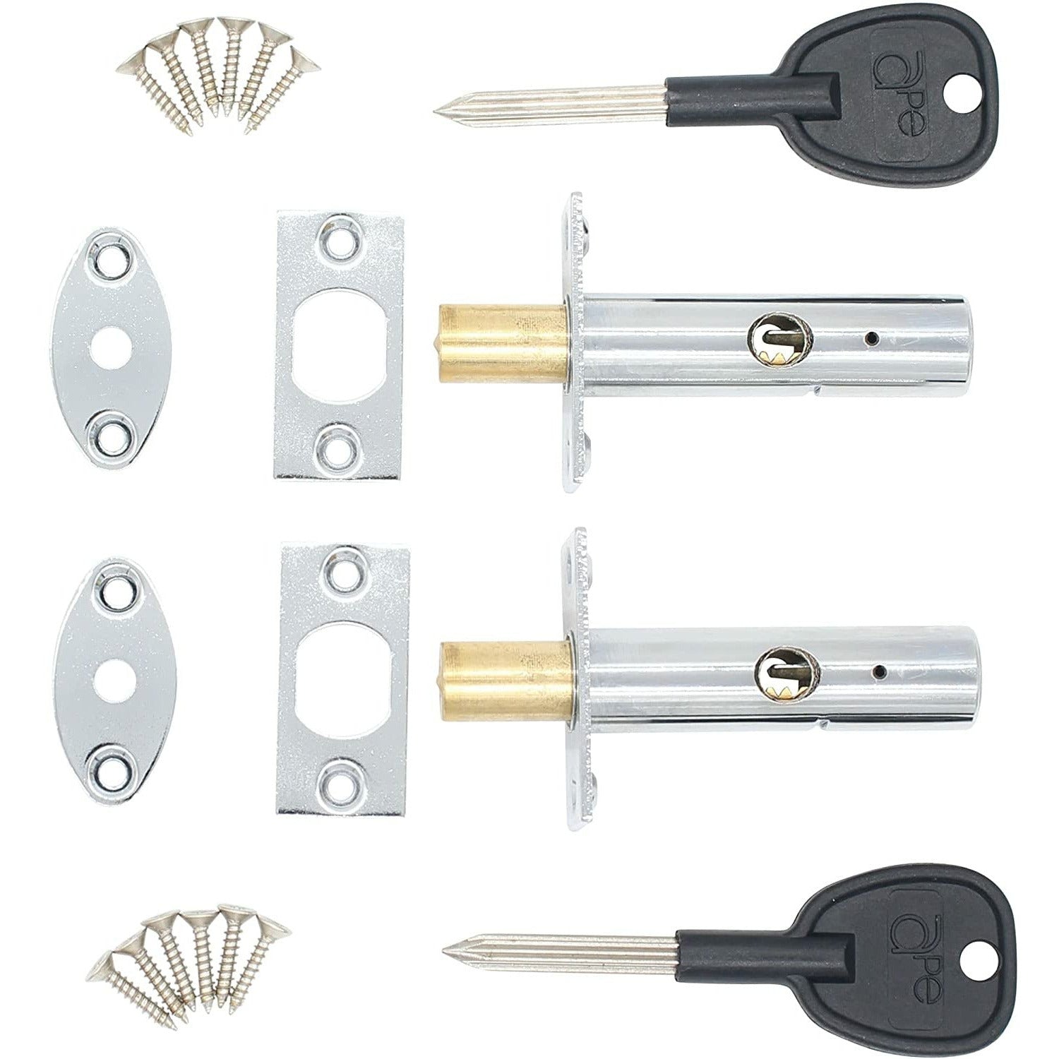 Door Mortice Rack Bolt 61mm| Polished Chrome | Pack of 2 Bolts + 2 Star ...