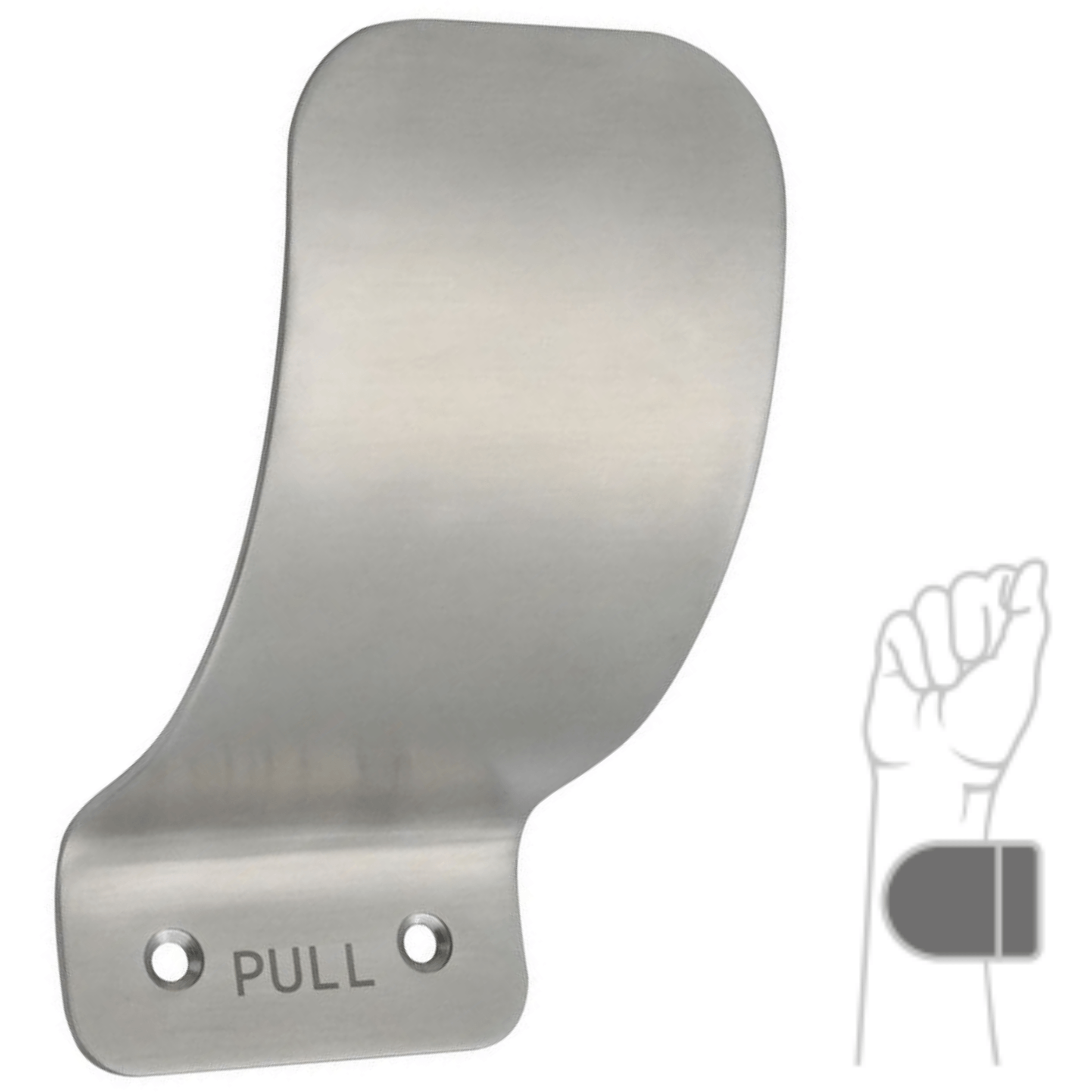 Hands Free Door Handle FACE Fix Door Pull 110x70x93x2.5mm Satin ...