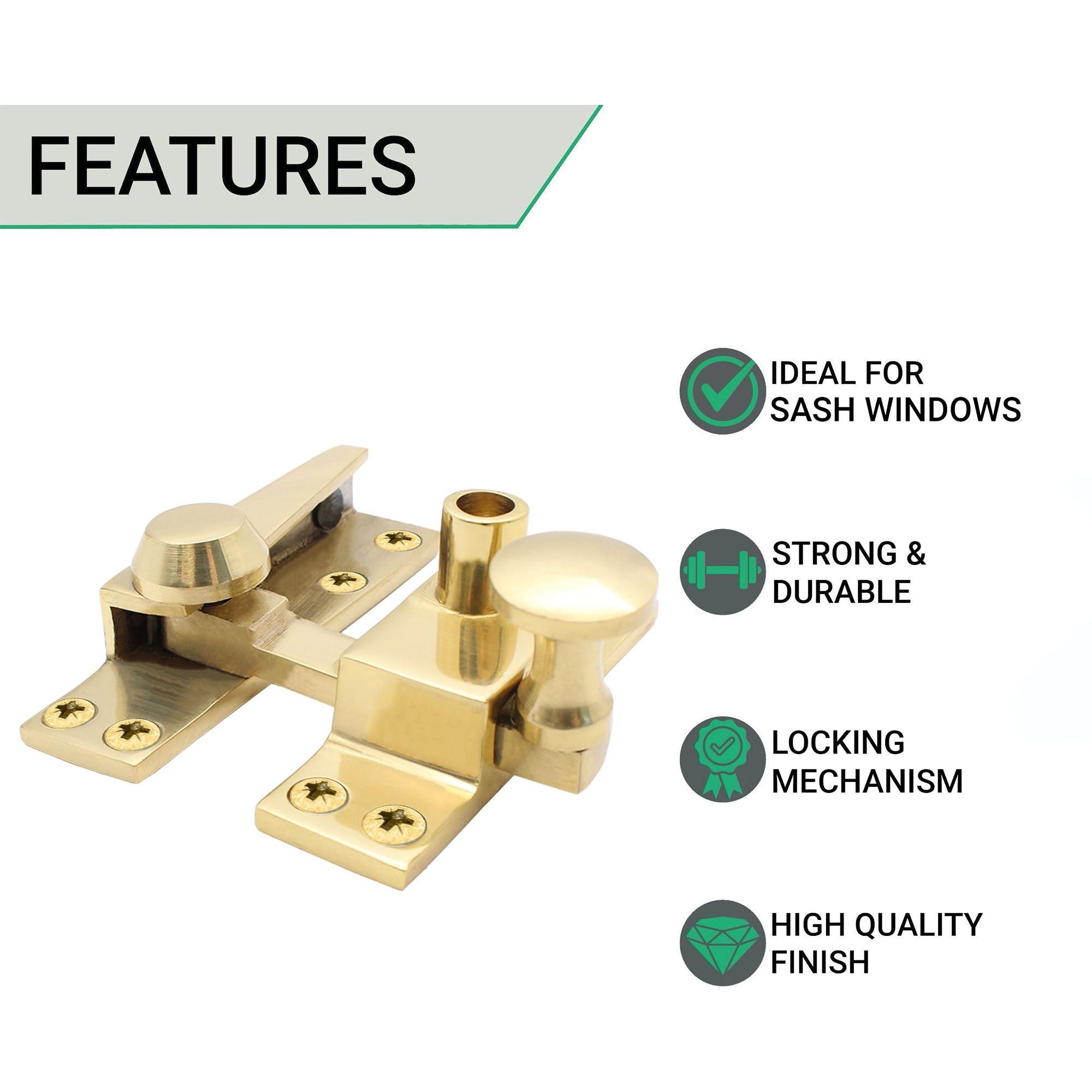 Lockable Sash Window Fastener - Polished Brass - tradefit