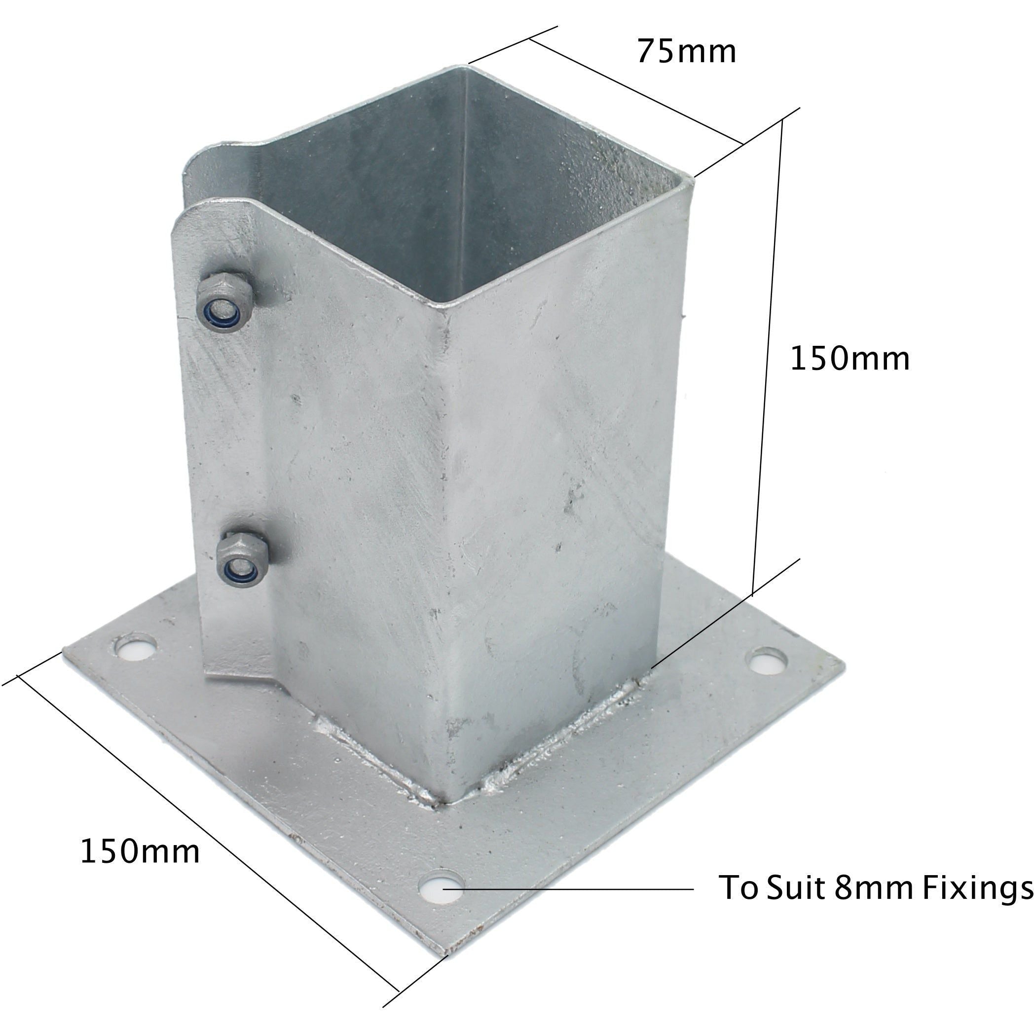 Fence Post Bolt Down Shoe - 75mm - Hot Dip Galvanised - tradefit - 2
