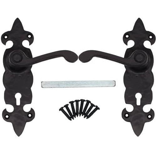 Fleur De Lys Antique Black Cast Iron Lever Lock Door Handles - Keyhole ...