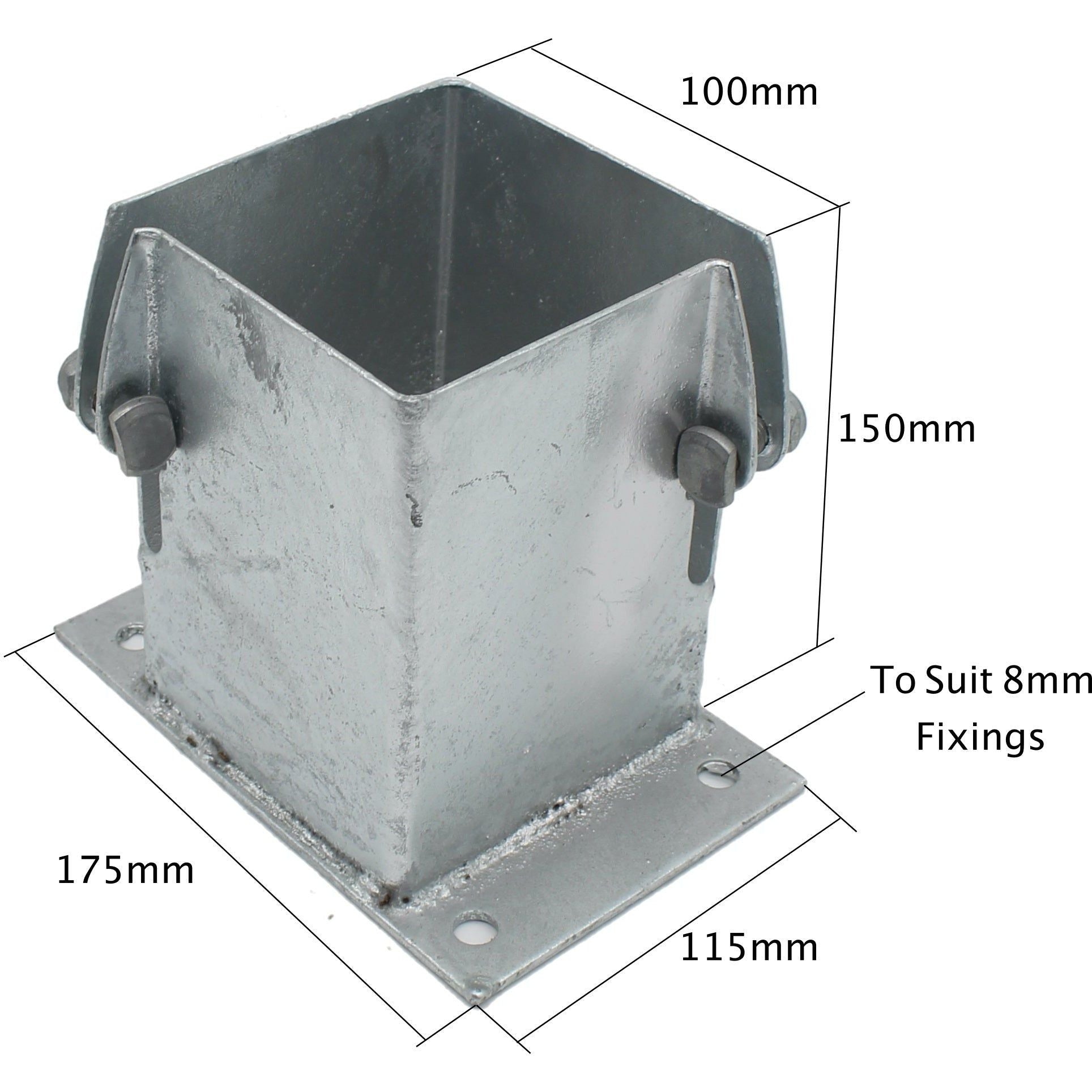 Bolt Down Fence Post Flush Fit Shoe - 100mm - Hot Dip Galvanised - tradefit