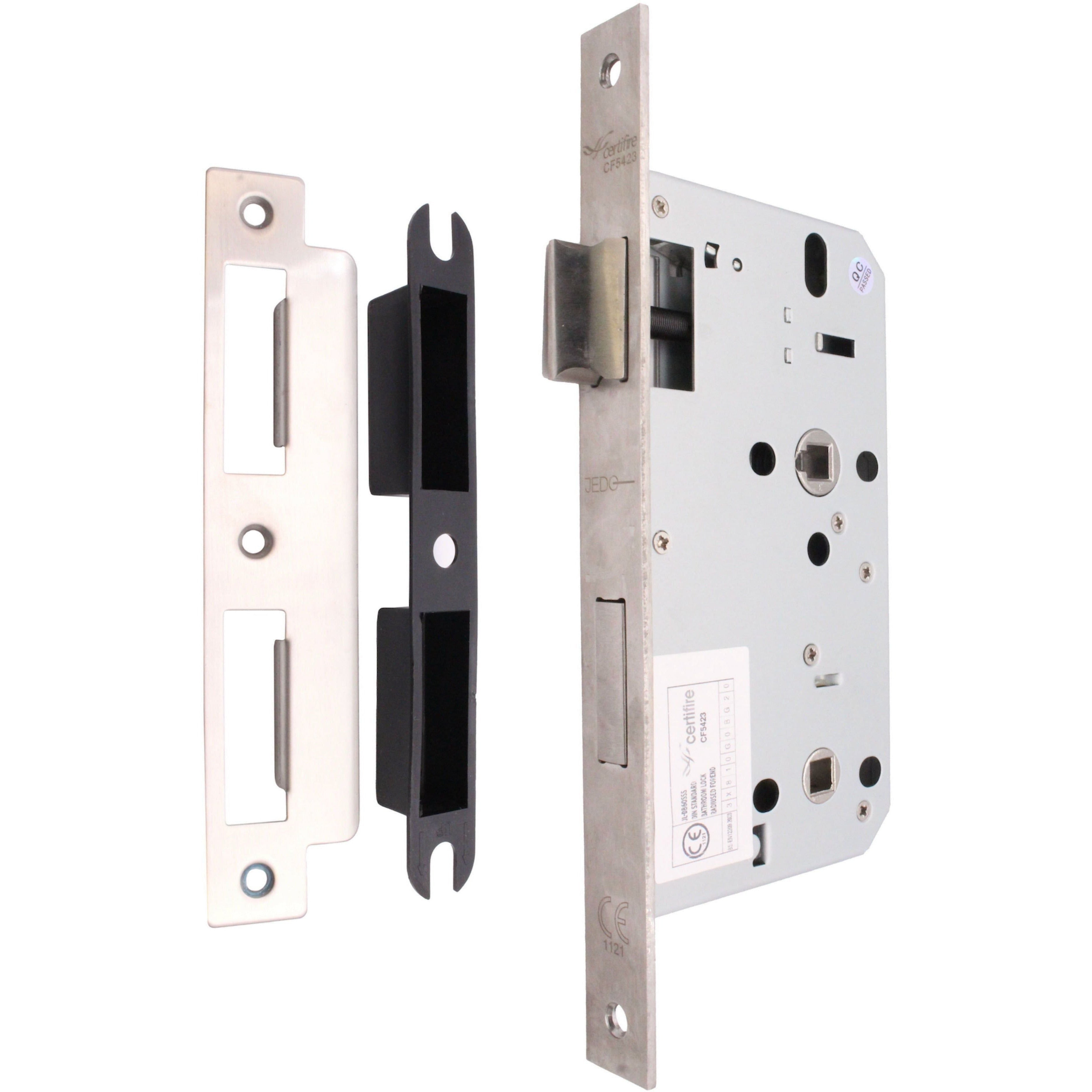 Mortice Bathroom Lock DIN Standard- 60mm Backset / 90mm Case - Satin ...
